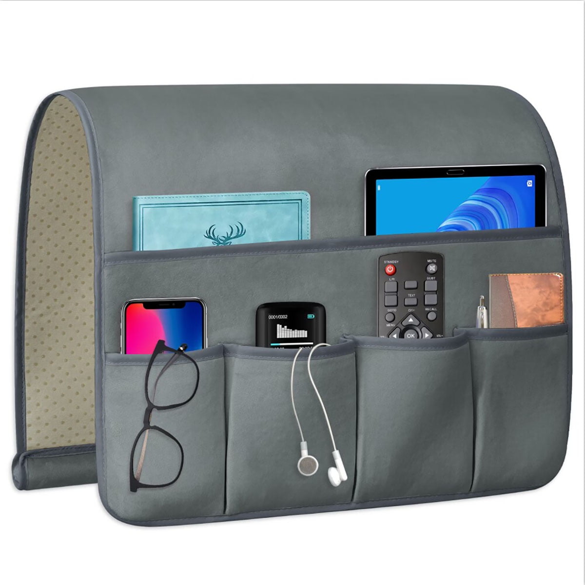 TV Remote Control Holder Couch Caddy, Non-slip Bedside Caddy Organizer ...