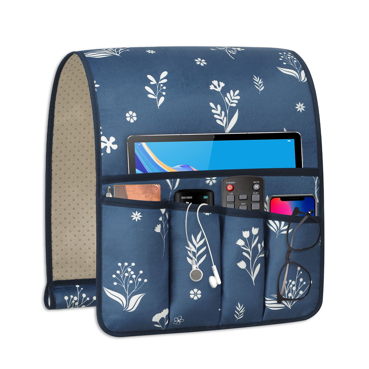 TV Remote Control Holder Couch Caddy, Non-slip Bedside Caddy Organizer ...