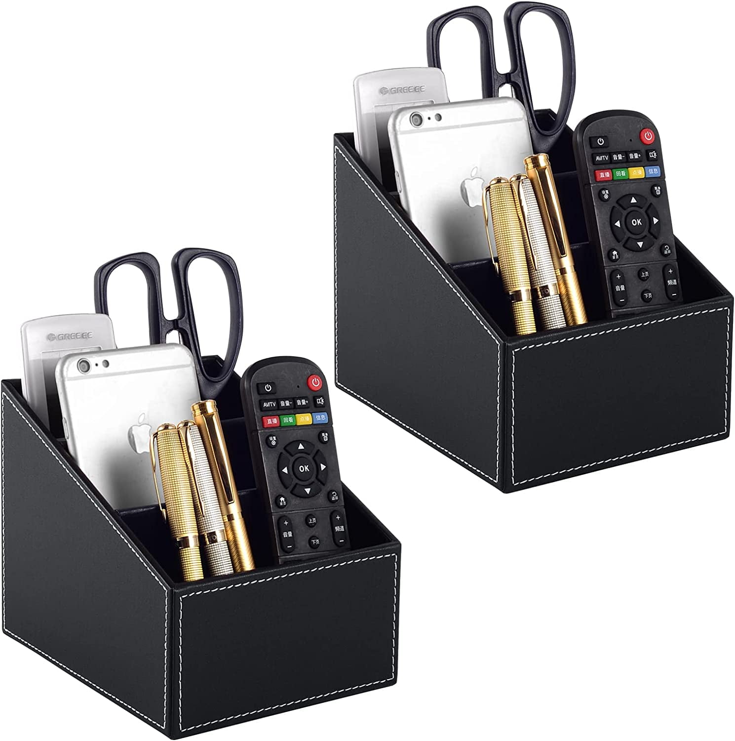 TV Remote Control Holder with 3 Compartments, Media Accessory Storage ...