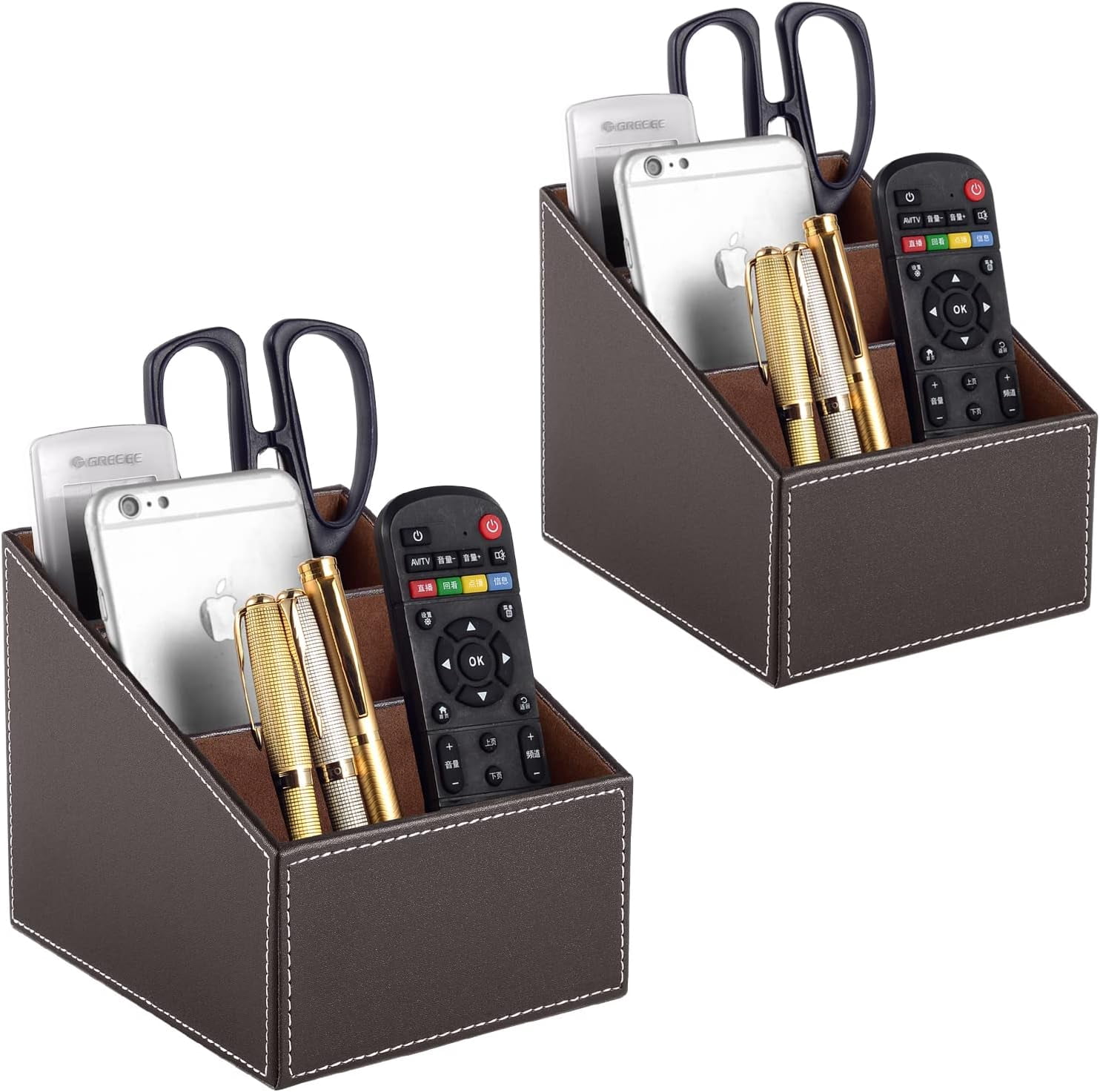 TV Remote Control Holder with 3 Compartments, Storage Rack, Storage Box ...