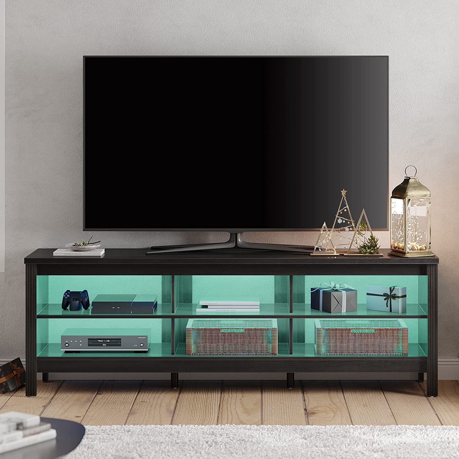 TV Stad for 75 Ich TV with 16 Color RGB LED Light & Cotrol, Woode ...