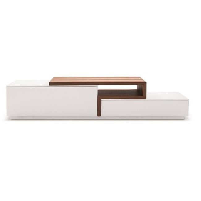 TV Stand 045 in White High Gloss & Walnut - Walmart.com