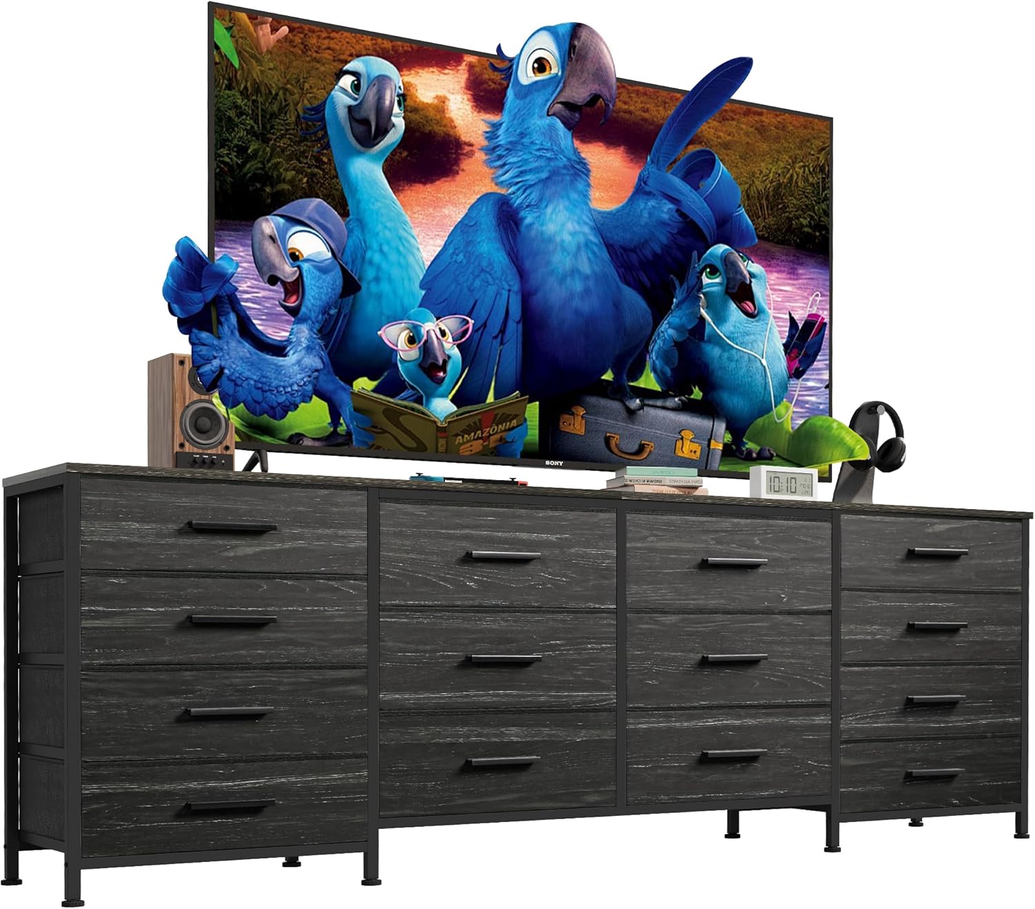 TV Stand with 14 Drawers, Long Dresser for TV Up to 75 Inch, Wide Chest ...