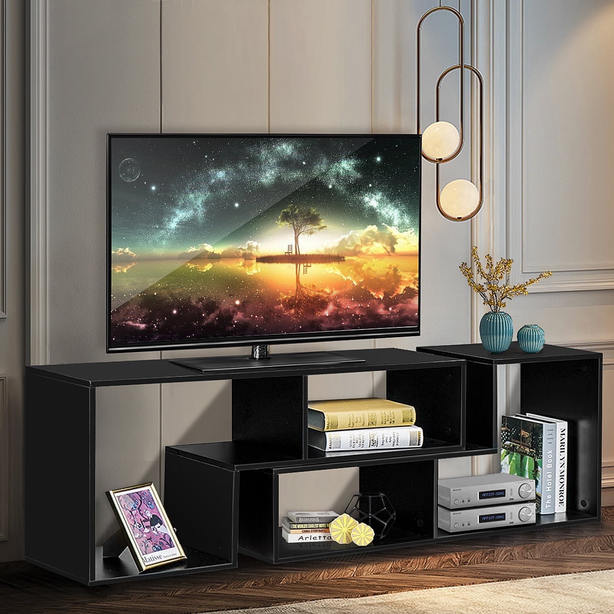 Modern Convertible TV Stand for 40'' - 80'' TVs, Storage Bookcase ...
