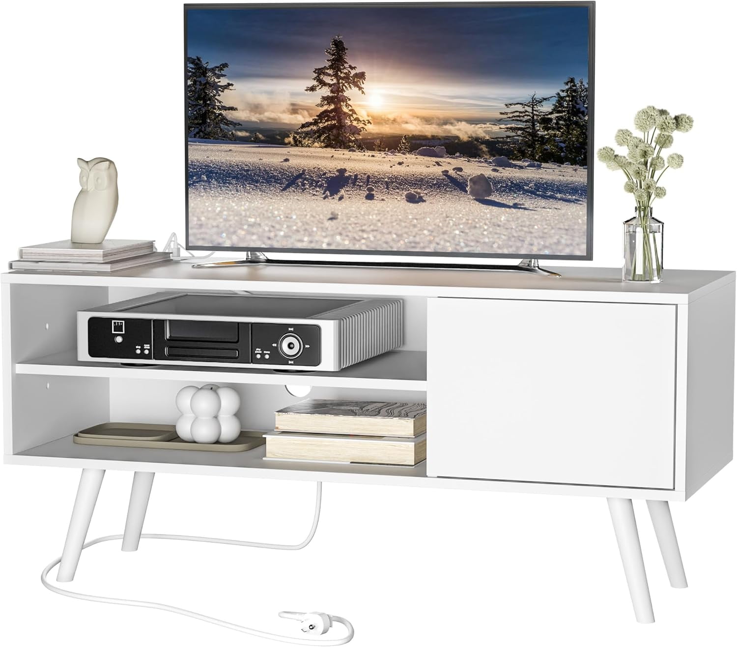 TV Stand for 48 Inch TV, Mid Century Modern Entertainment Center with ...