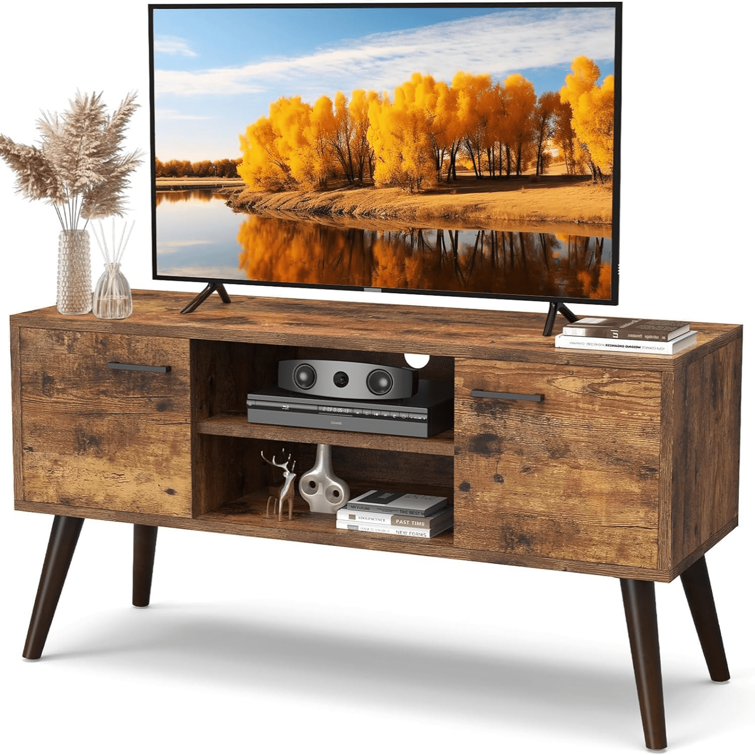 TV Stand for 50 59 inch TV Modern Mid Century TV Stand with Storage ...