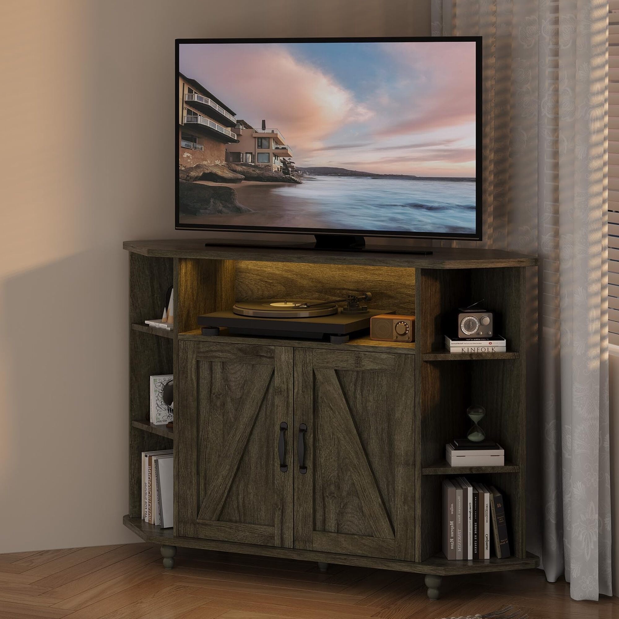 TV Stand for 50 Inch TV for Living Room, Modern Farmhouse Barn Door TV ...