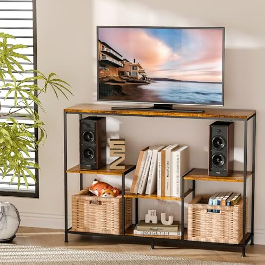 TV Stand for TV up to 50 Inches, TV Console with 3 Adjustable Shelves ...