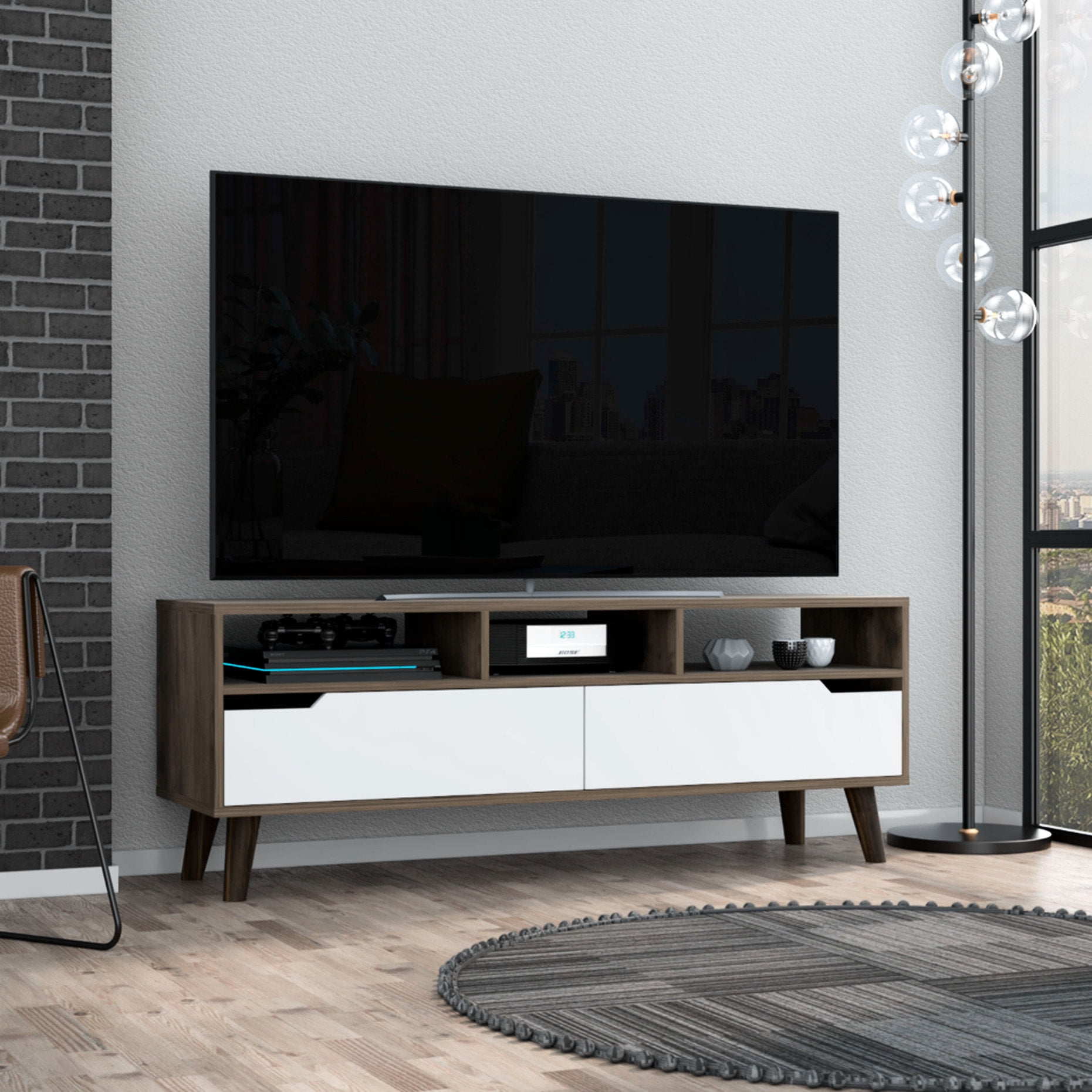 TV Stand for 52" Up TVs | Three Open Shelves for Easy Access and Two ...