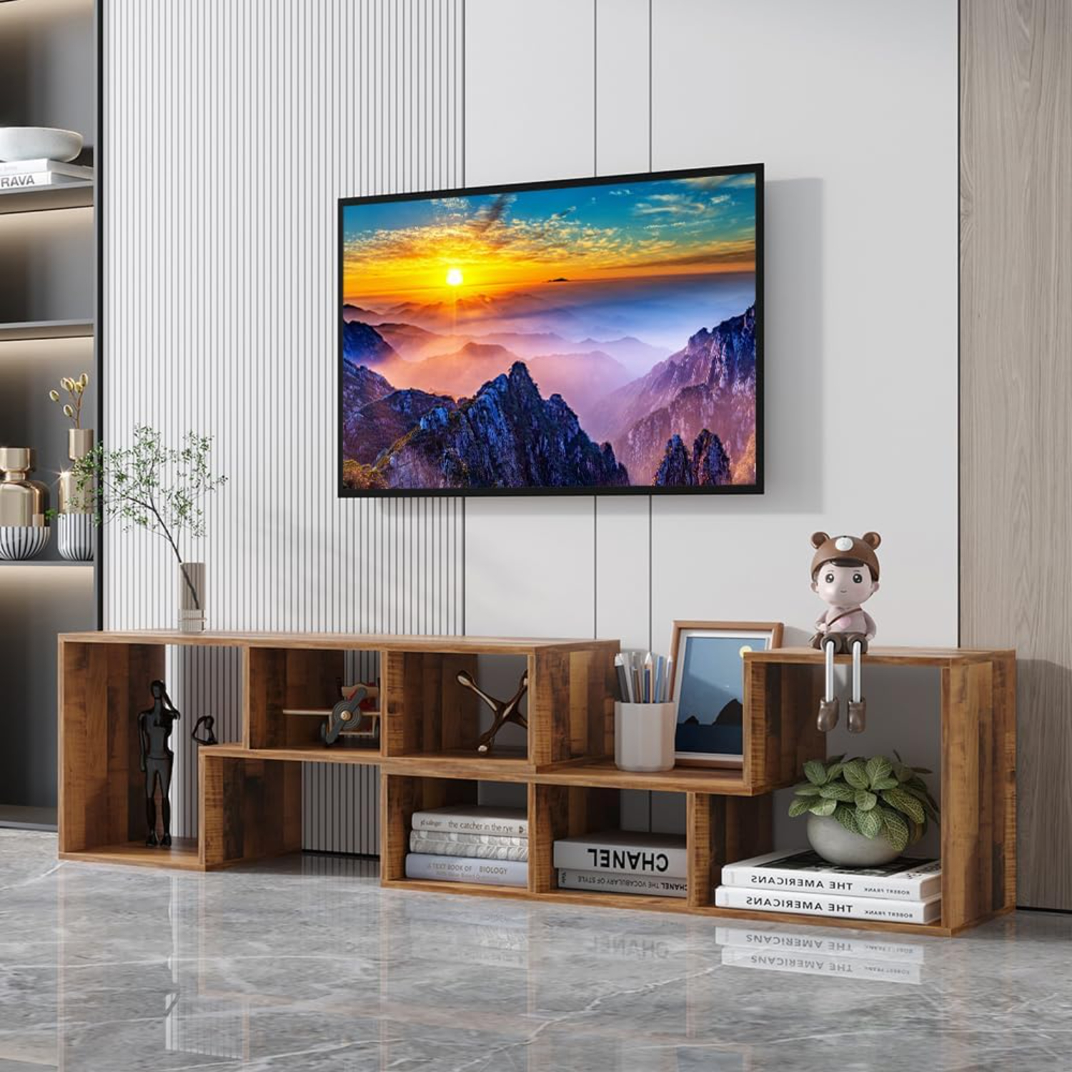 TV Stand for 55 60 65 70 75 Inch TV Free-Combination Entertainment ...