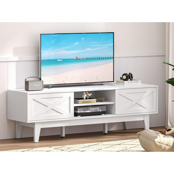 TV Stand for 55/60/65 Inch TV, Farmhouse Entertainment Center with ...