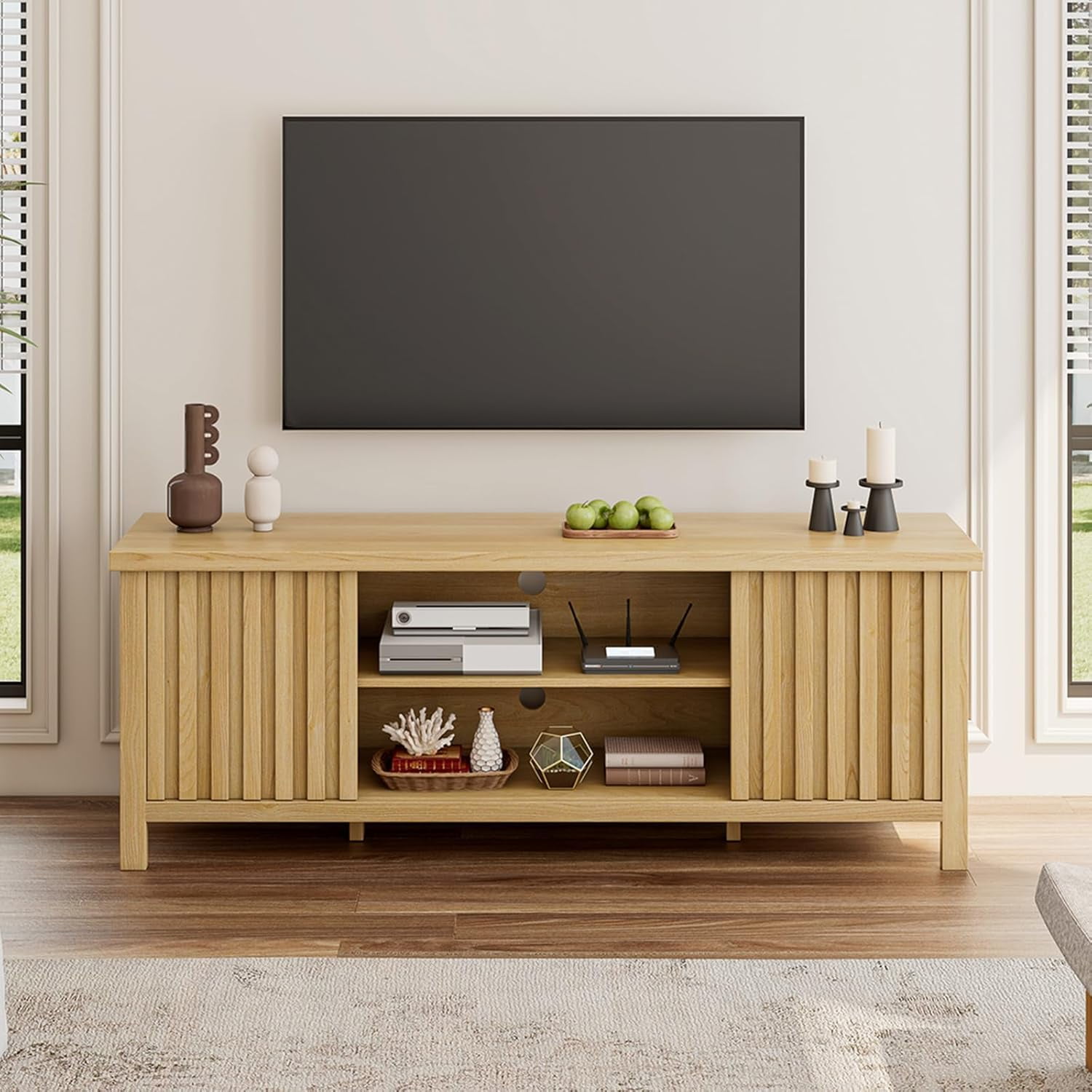 TV Stand for 55/60/65 inch TV, Modern Entertainment Center with Storage ...