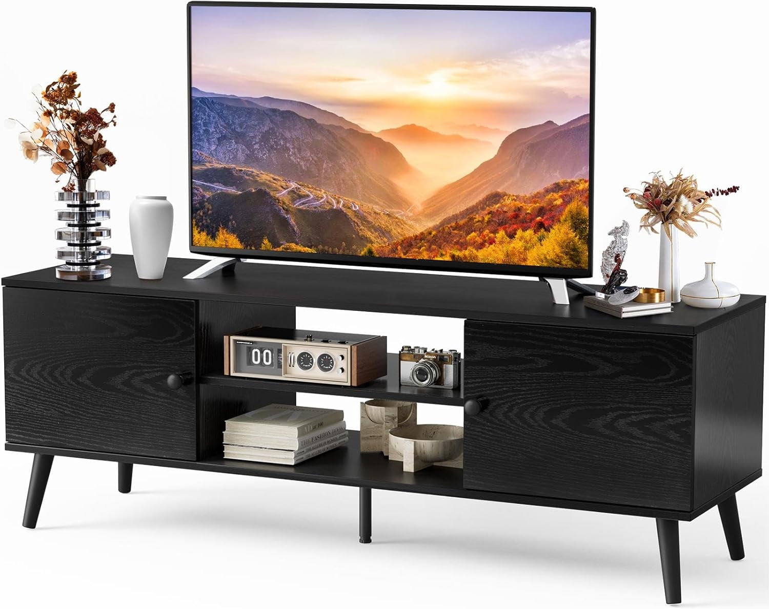 TV Stand for 55 60 inch TV, Entertainment Center with Storage Cabinet ...
