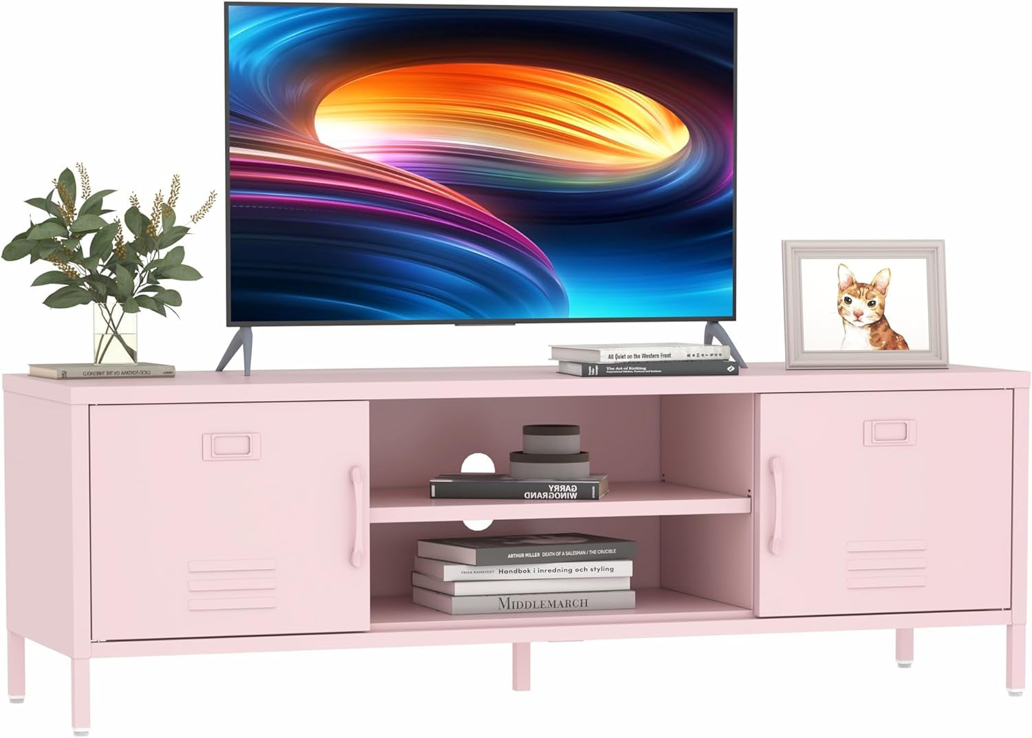 TV Stand for 55 60 inch TV, Metal TV Cabinet Modern Mid Century ...