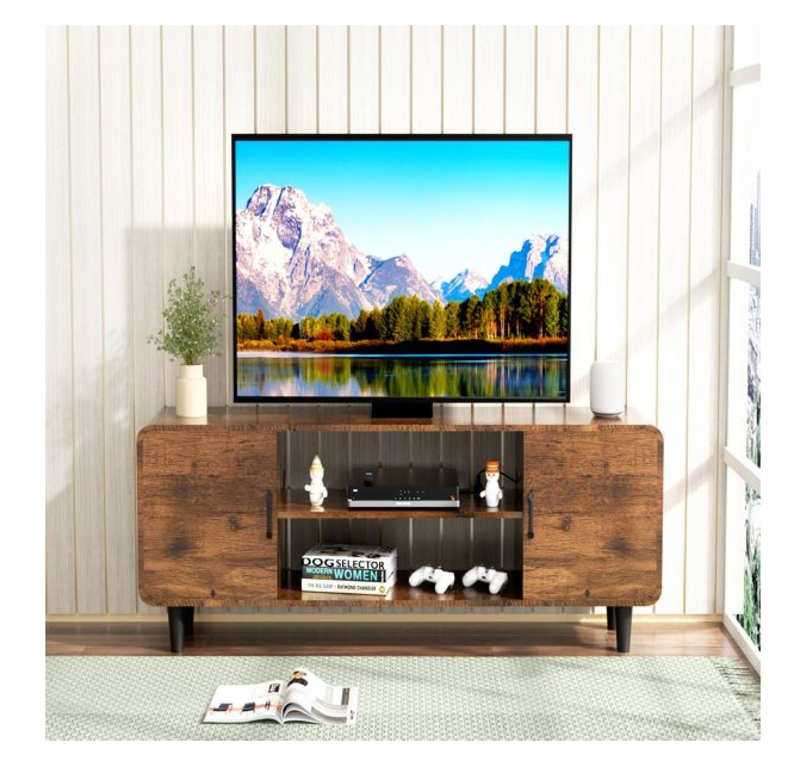 TV Stand for 55 Inch TV, Entertainment Center with Storage Cabinets ...