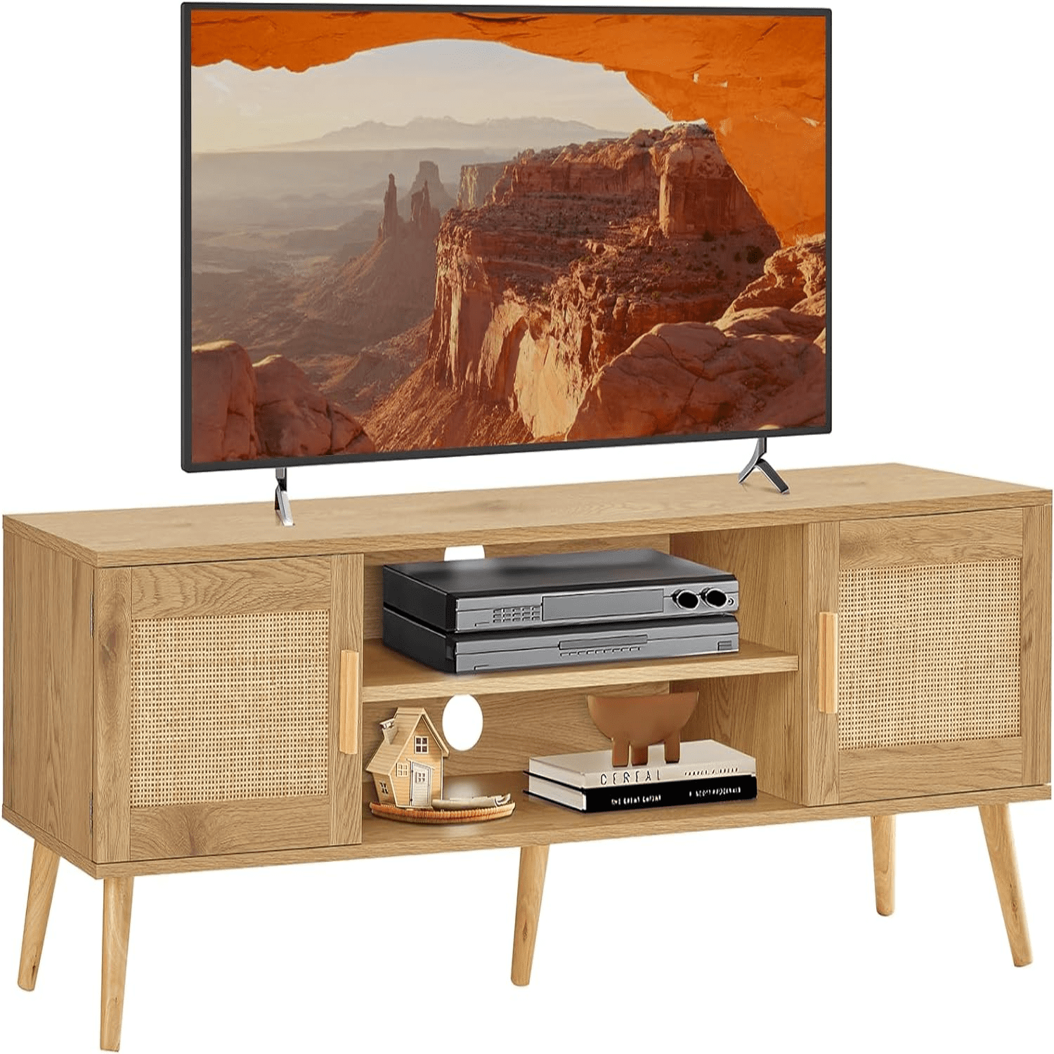 TV Stand for 55 inch TV Mid Century Modern TV Stand with Storage ...