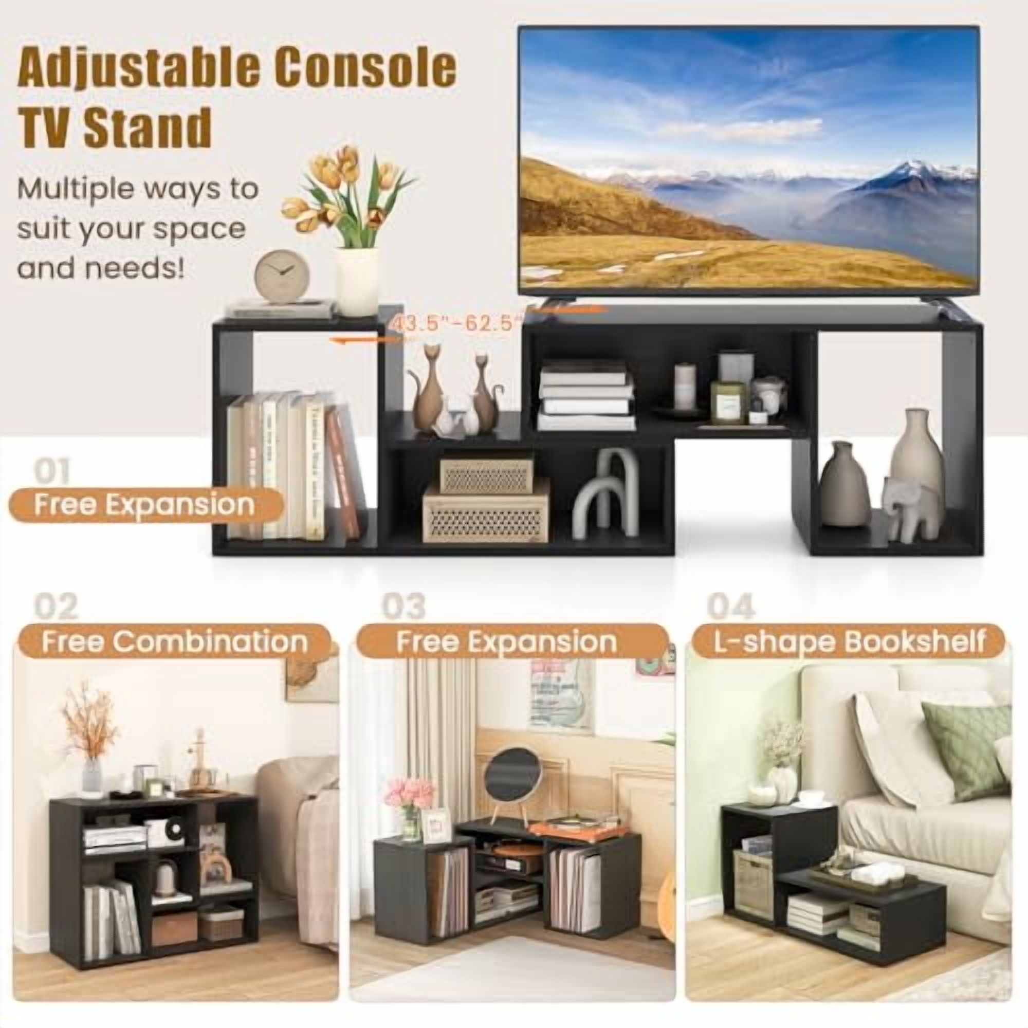 TV Stand 55 inch TV, Free Combination Entertainment Center Bookshelf ...