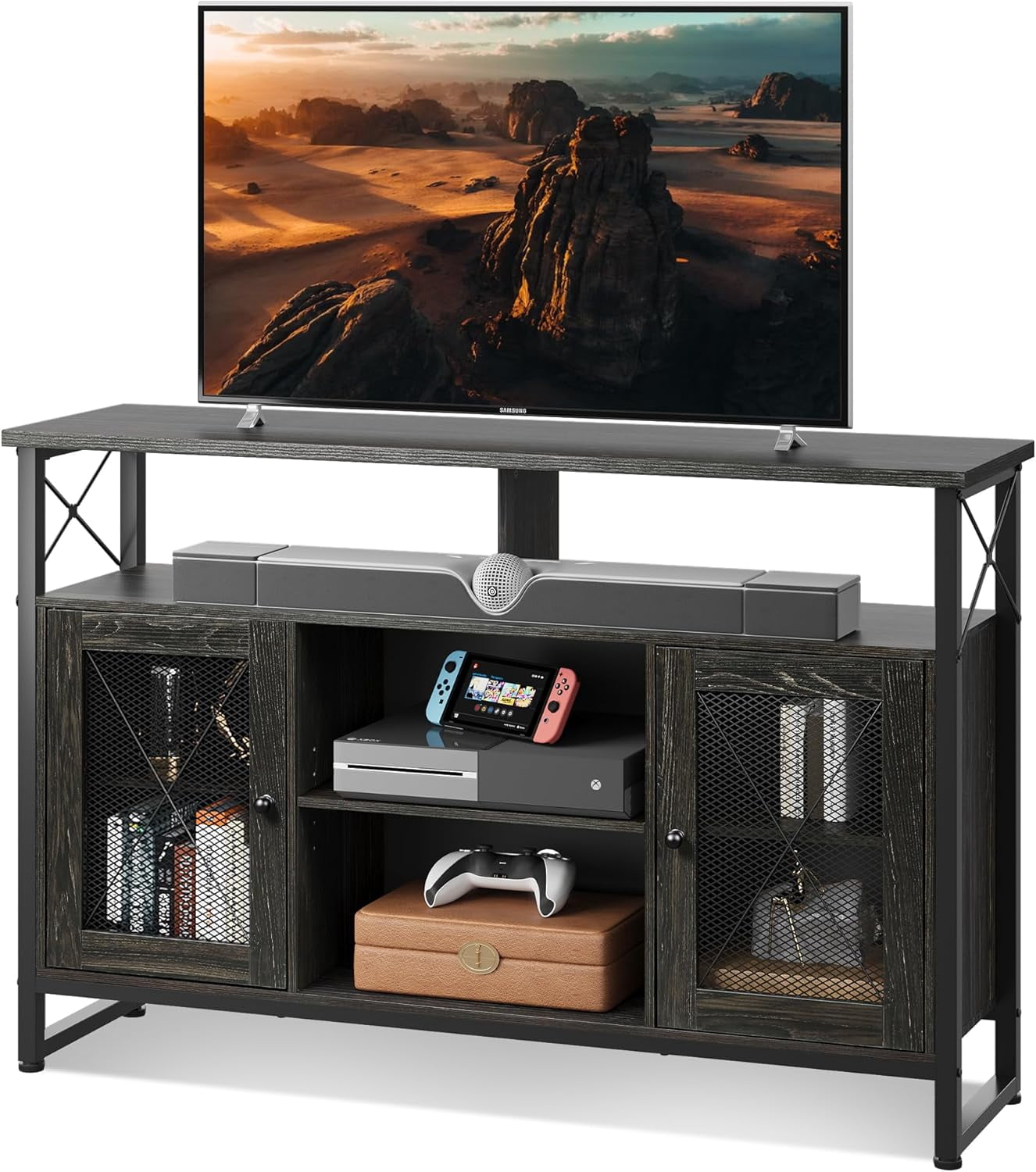 TV Stand 55 inch TV,Tall Entertainment Center with Storage, Farmhouse ...