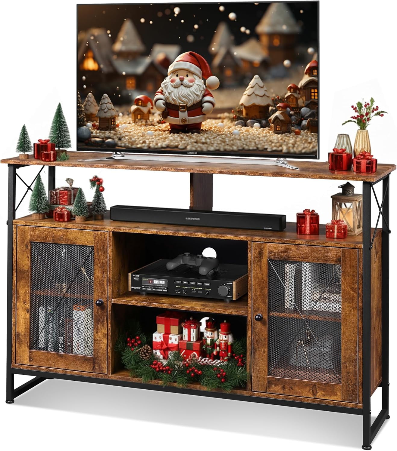 TV Stand 55 inch TV, Tall Entertainment Center with Storage, Farmhouse ...