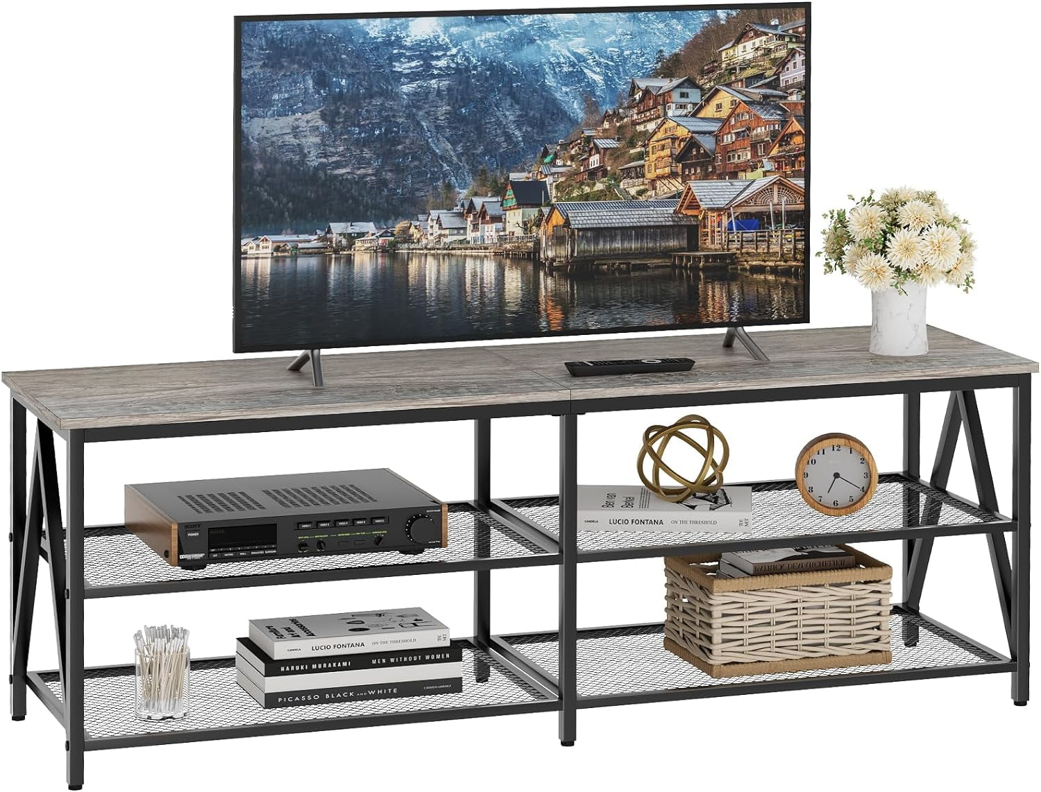 TV Stand for 60 65 Inch TV, Long 55" Entertainment Center 3-Tier TV ...