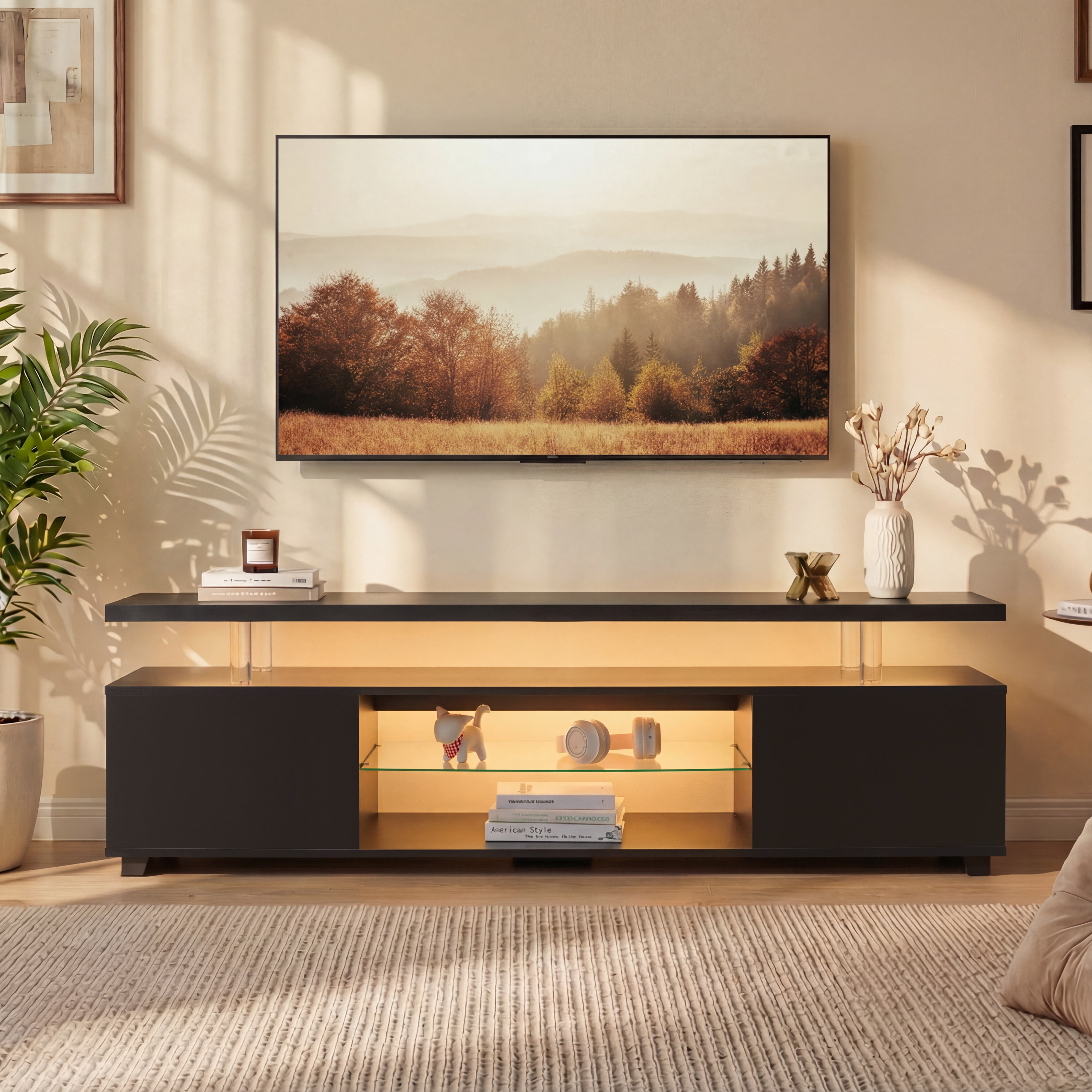 TV Stand for 60 Inch TVs, Modern Entertainment Center with Adjustable ...