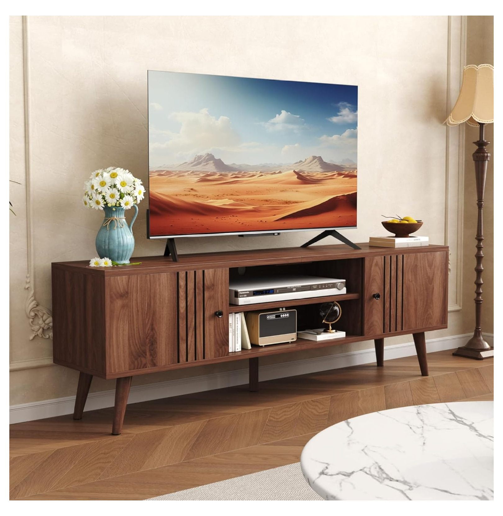 TV Stand for 65/60/55 Inches, -Century Modern TV Stand with Storage ...