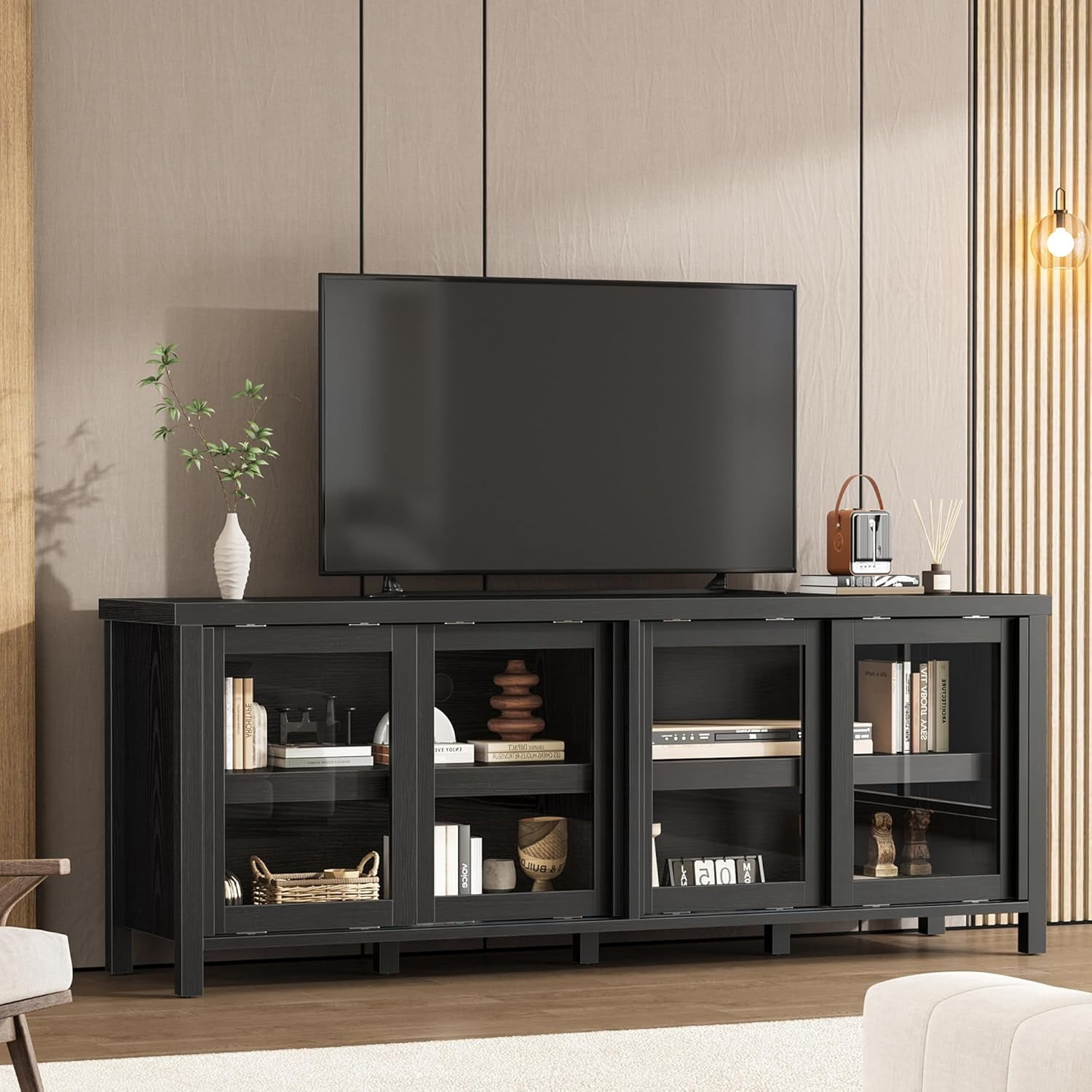 TV Stand for 65 Inch with Entertainment Center Storage Cabinet, 4 ...