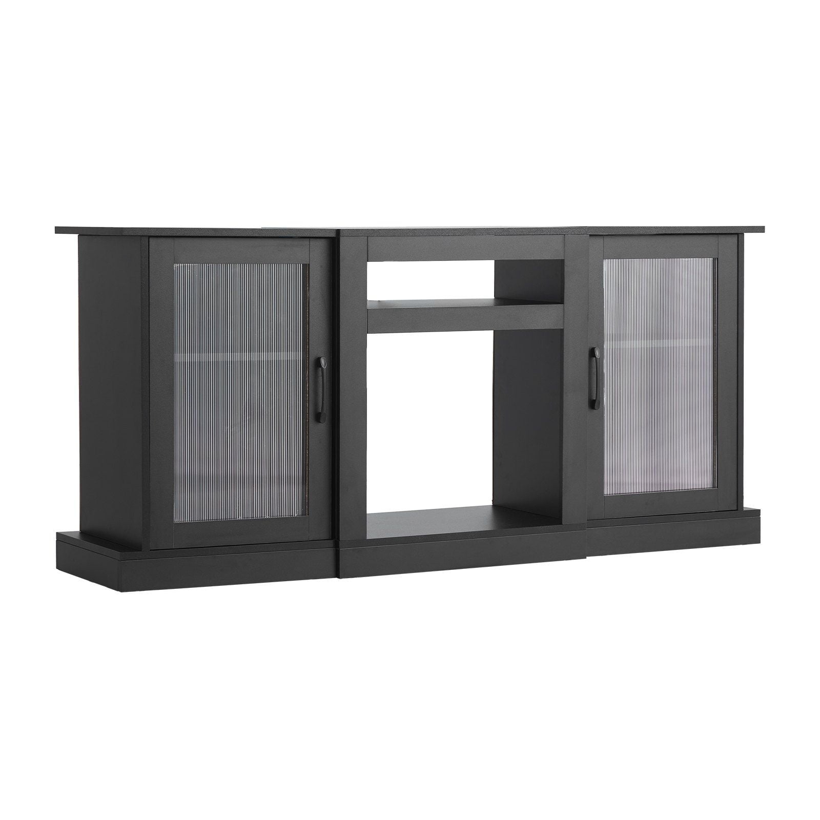 TV Stand 65 Inch, Modern Entertainment Center with LED Lights, Black ...