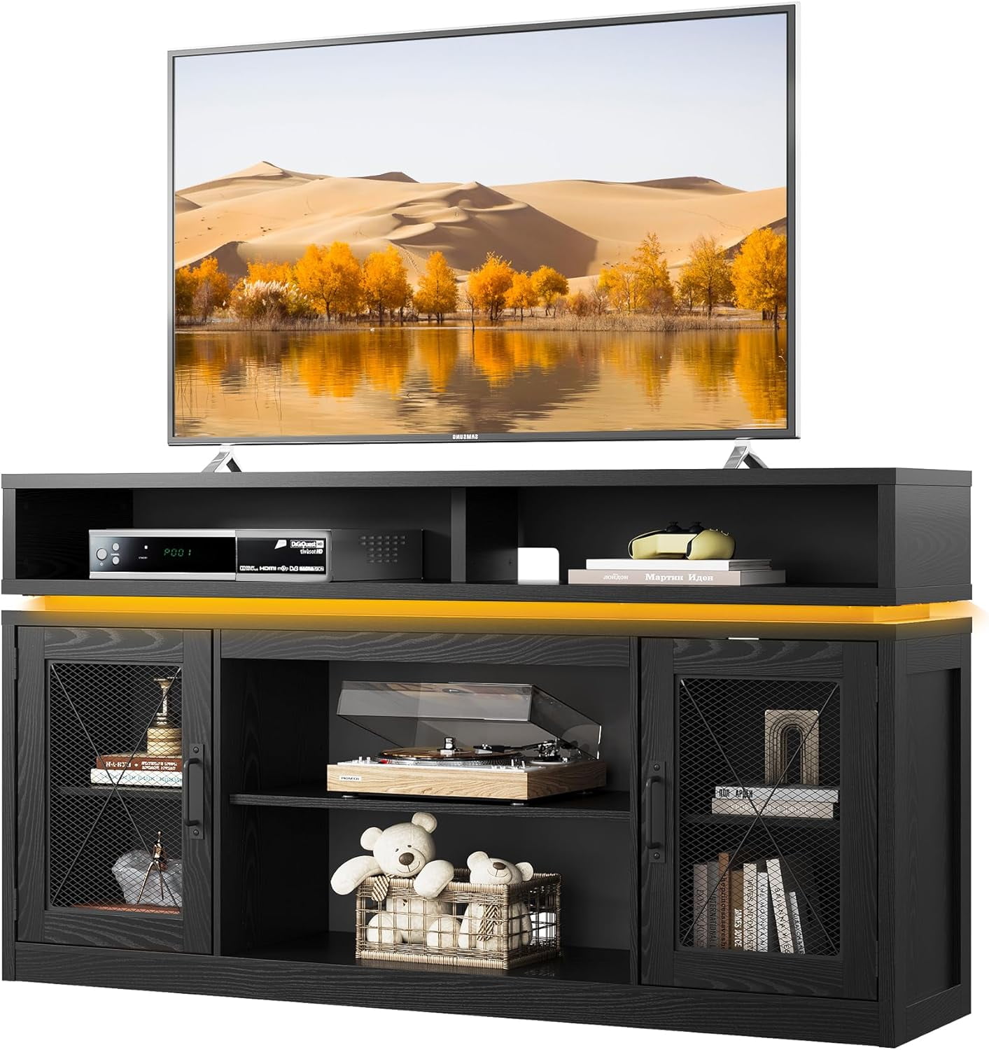 TV Stand up to 65 Inch TV, 59" Entertainment Center with LED Lights ...