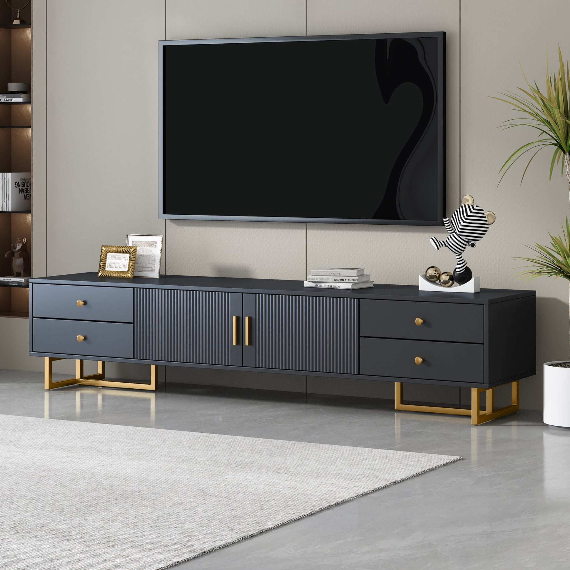 TV Stand for 65 Inch TV, Entertainment Center with Storage Cabinets and ...