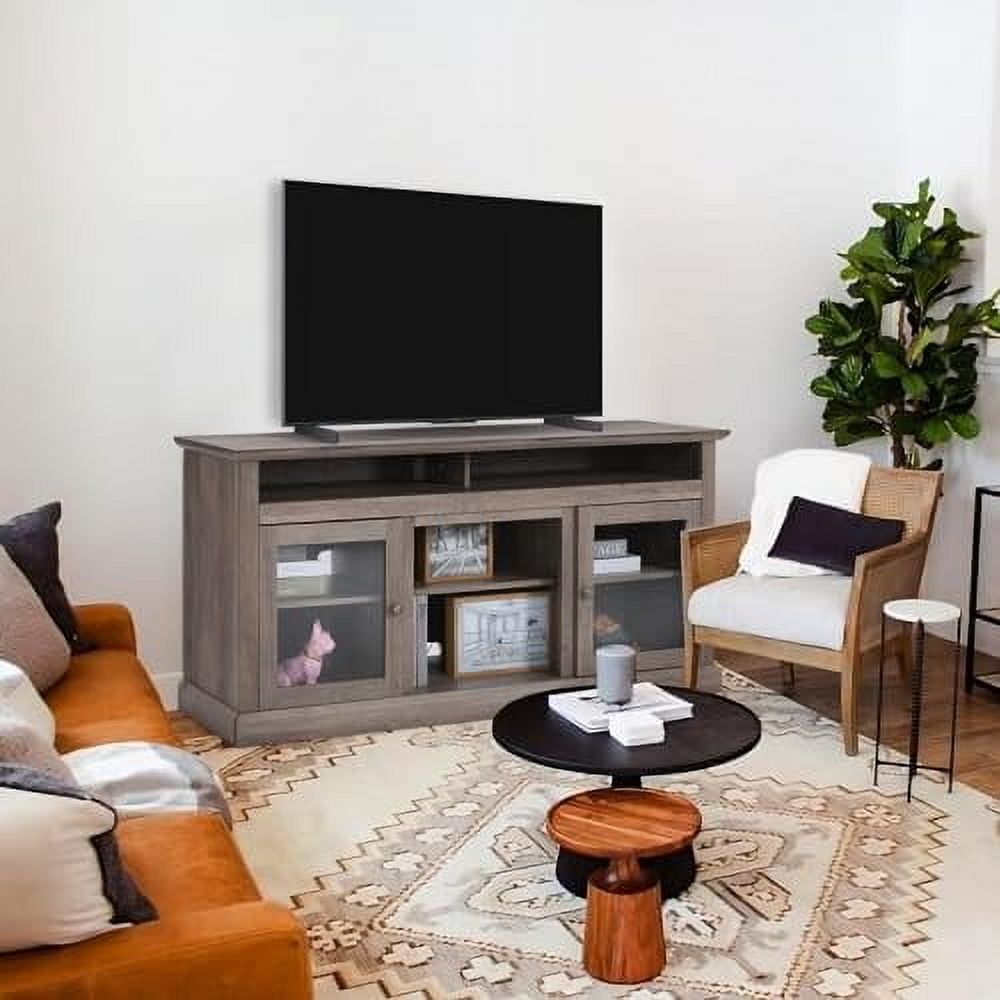 TV Stand for 65 Inch TV, Entertainment Center with Two Glass Barn Doors ...