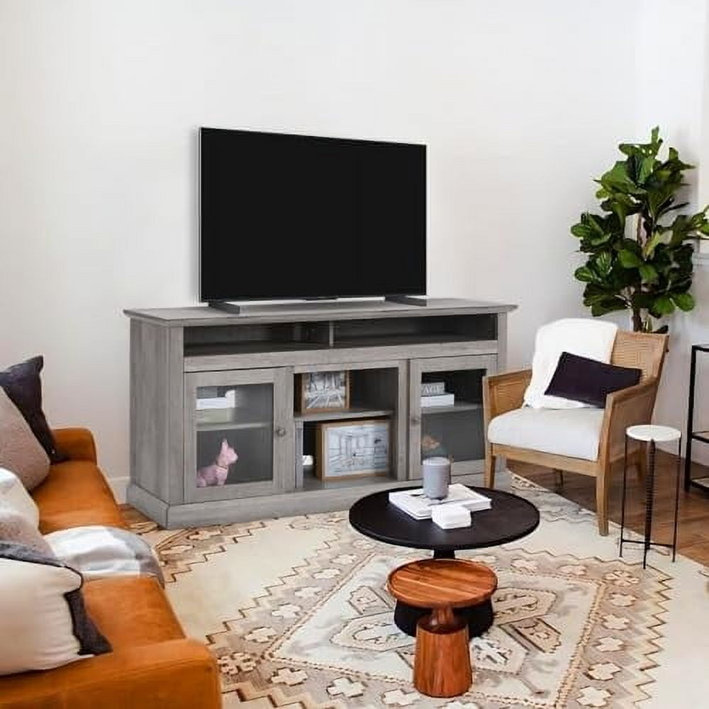 TV Stand for 65 Inch TV, Entertainment Center with Two Glass Barn Doors ...