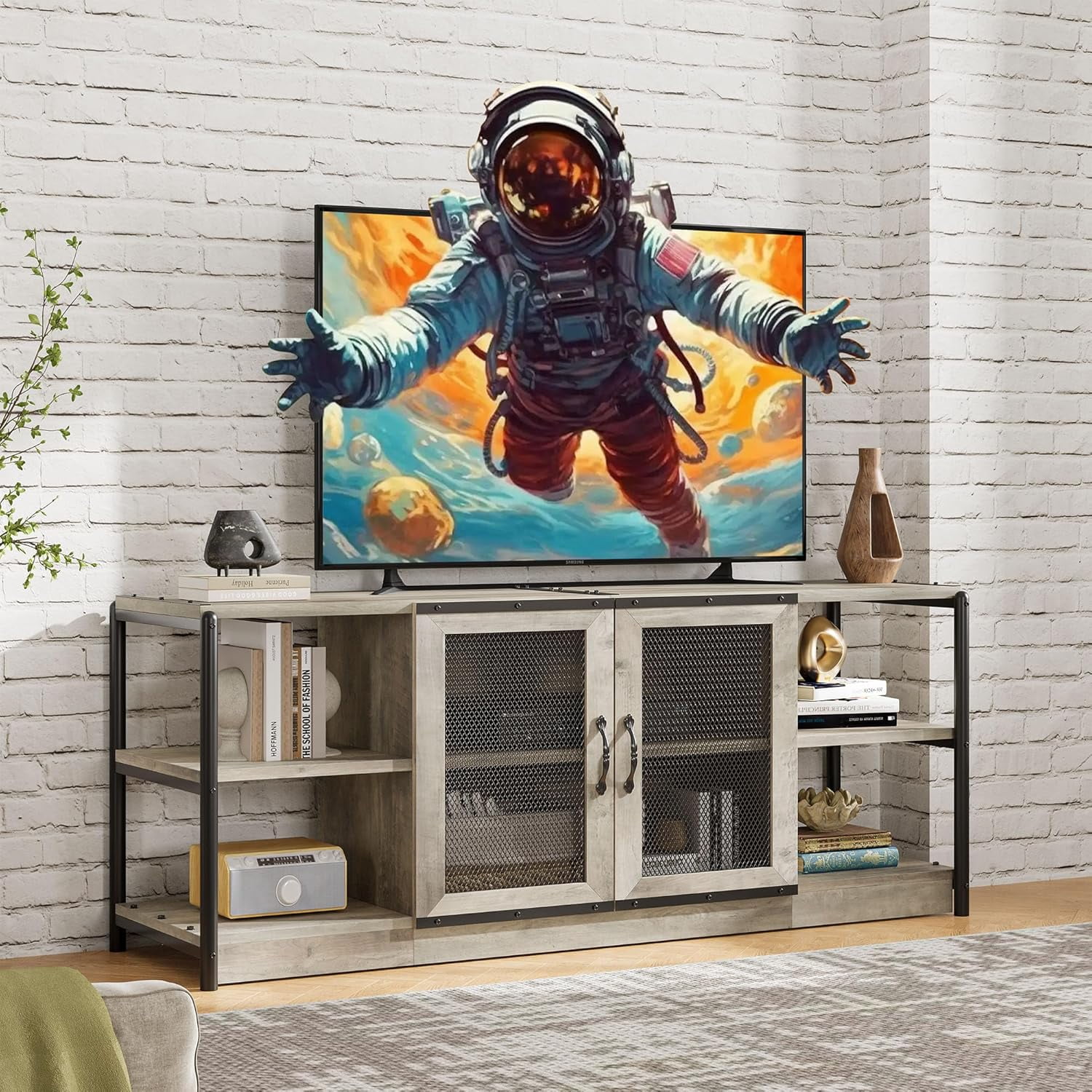 TV Stand for 65+ Inch TV, Industrial Entertainment Center TV Media ...