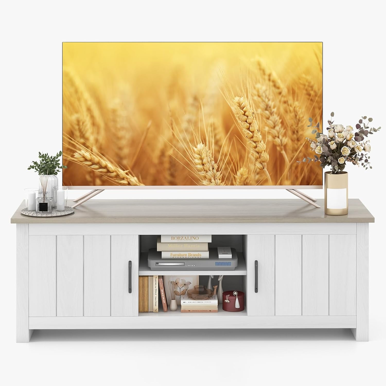 TV Stand for 65 inch TV Farmhouse Entertainment Center with Storage ...