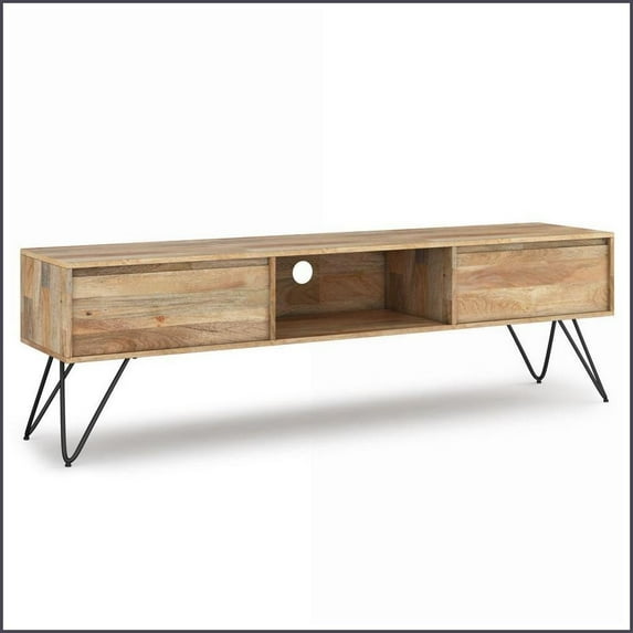 TV Stand 68'' Industrial Natural Solid Mango Wood - Fits 70'' TVs with ...