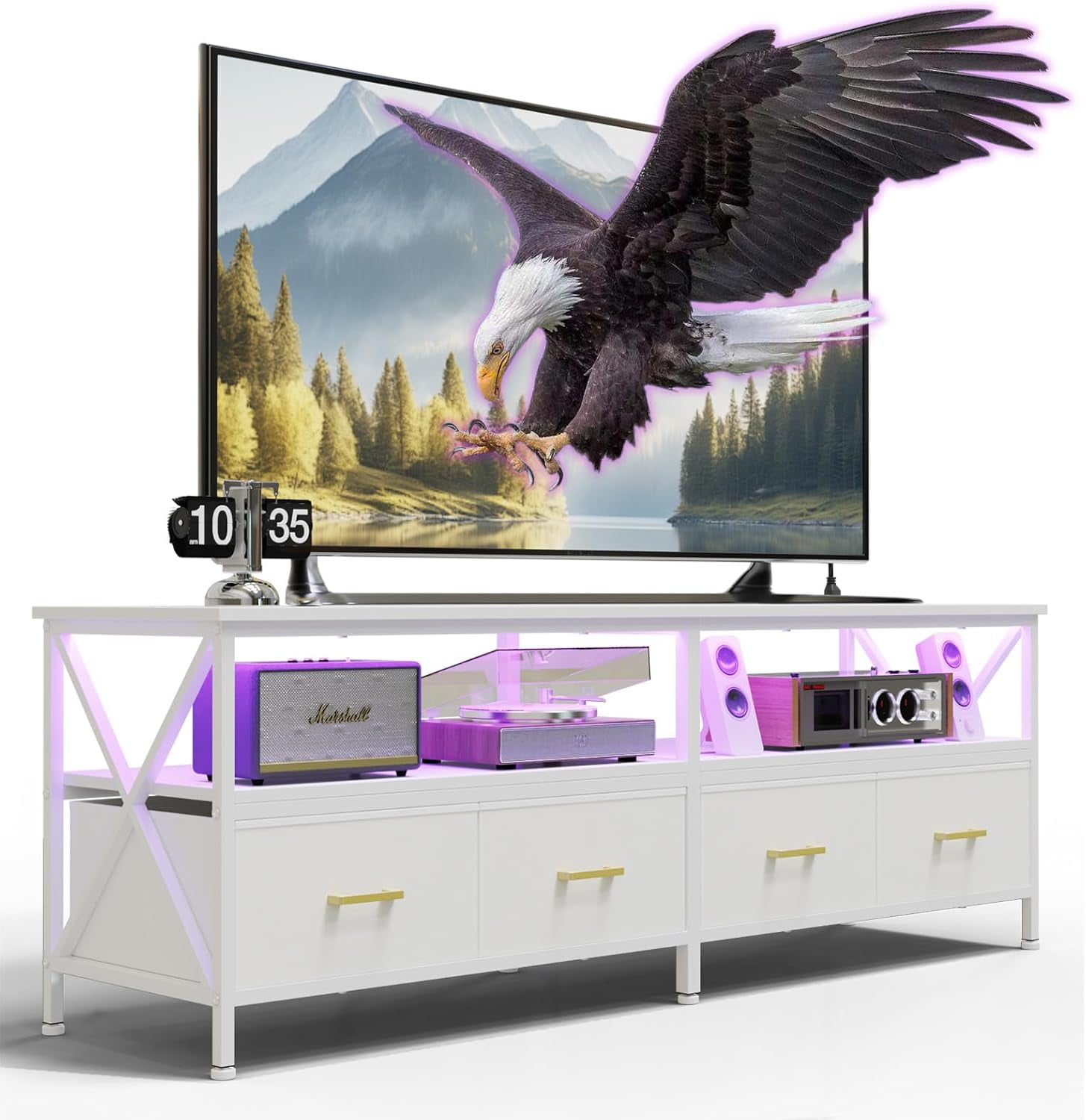 TV Stand up to 70 Inch TV, TV Stand with Power Outlets & LED, 62 ...