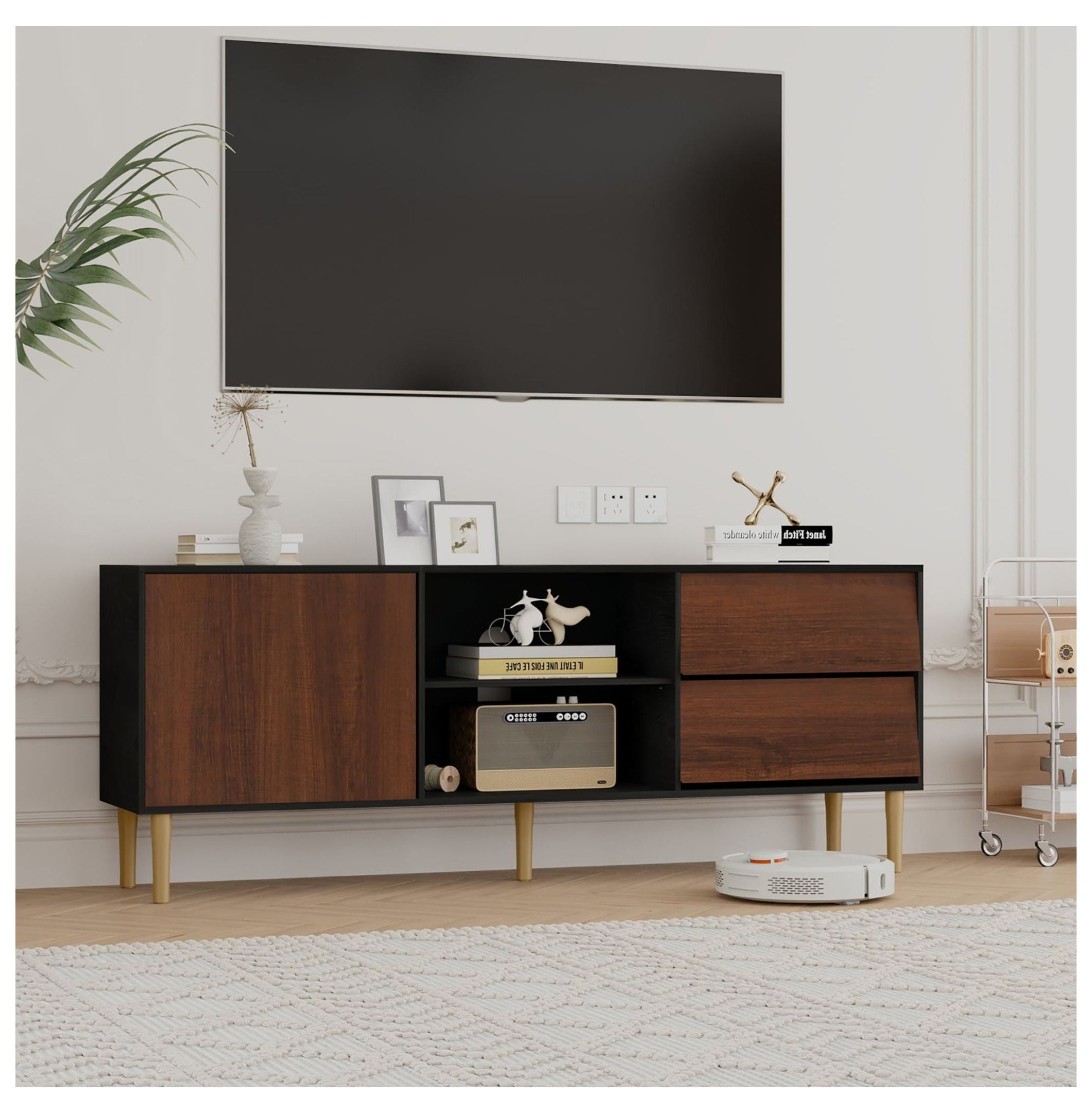 TV Stand up to 70+ inch, Century Modern Television Stands with 2 ...