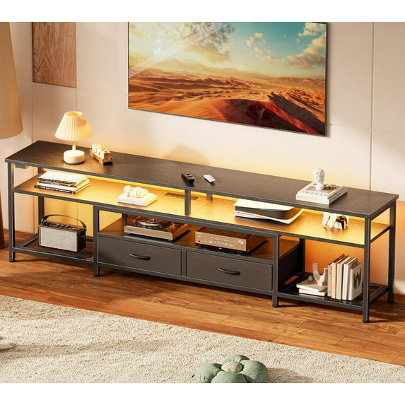 TV Stand for 75 80 Inch TV, Entertainment Center with Power Outlets and ...