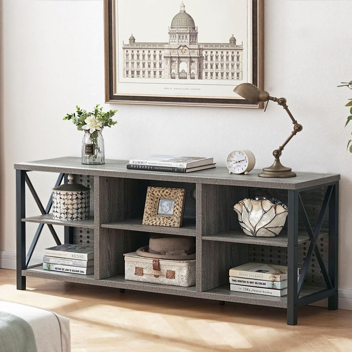 TV Stand for 75 Inch TV, Long Modern Rustic Wood Entertainment Center ...