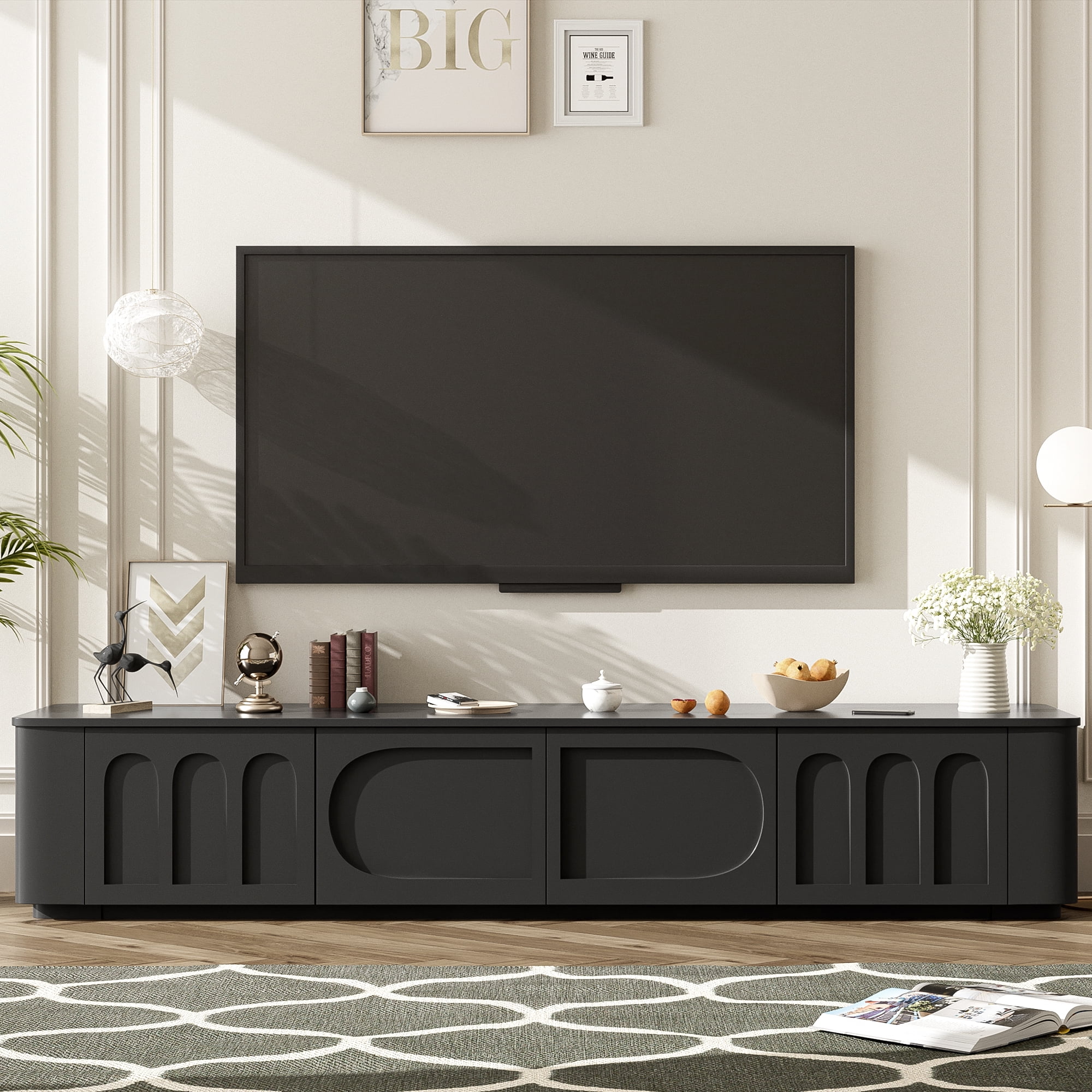 TV Stand for 75 Inch TV, Mid Century Modern Media Stand With 2 Storage ...