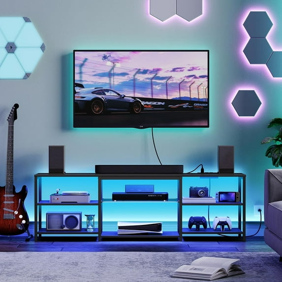 TV Stand for 75 Inch TVs with Station, Gaming Entertainment Center with ...