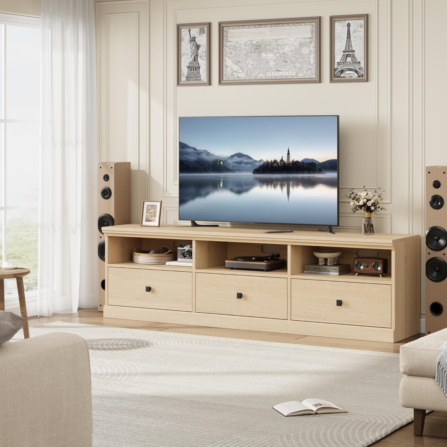 TV Stand for 75 inch TV,70in Entertainment Center with Storage Drawers ...