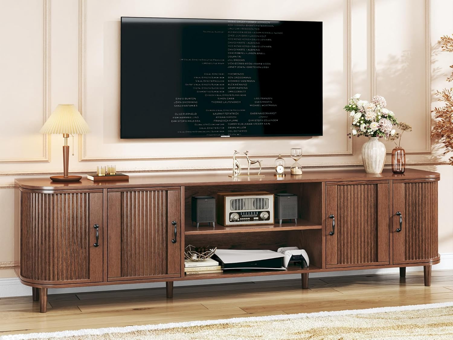 TV Stand for 75 inch TV, Mid Century Modern Entertainment Center for 55 ...