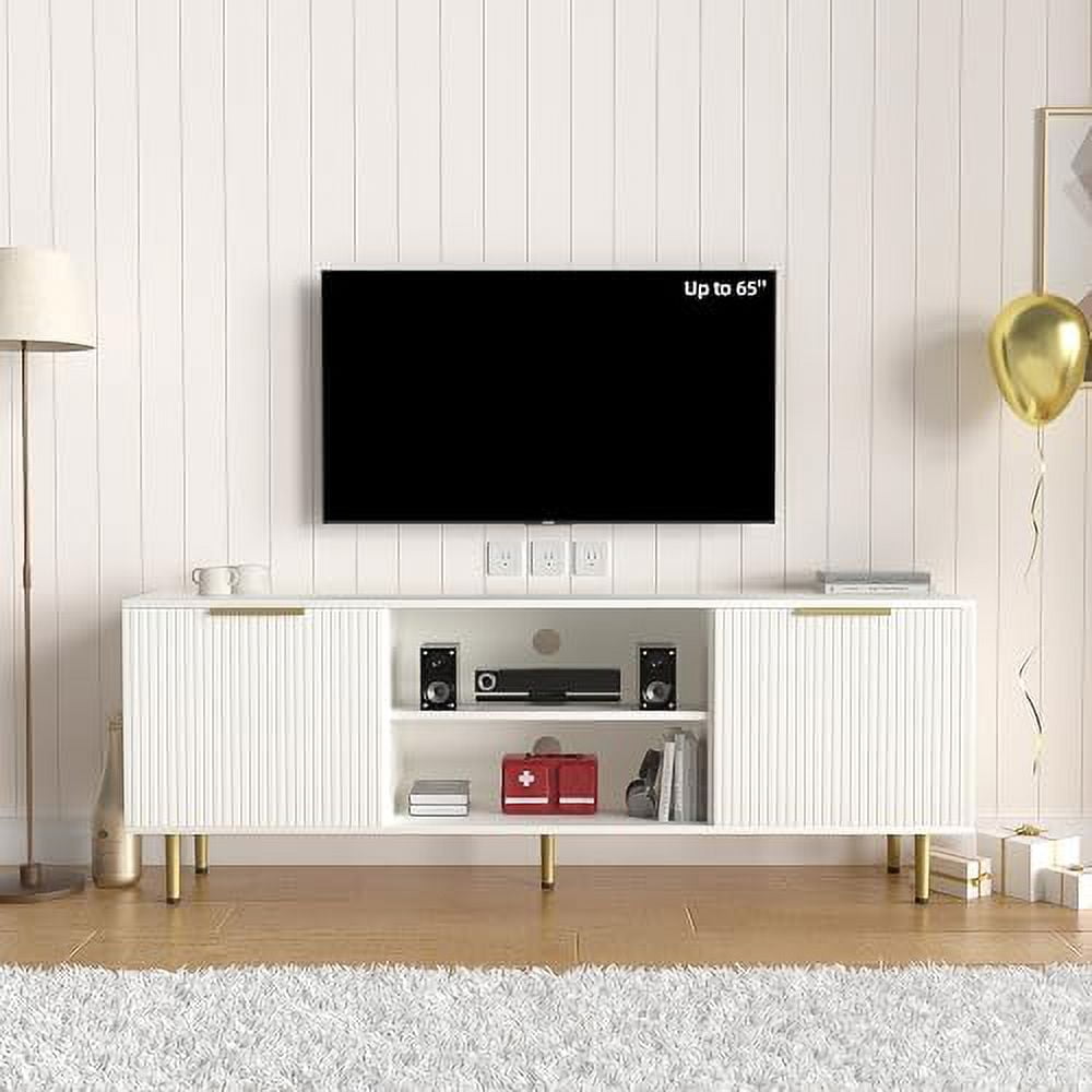 TV Stand for 80+ Inch TV Living Room Entertainment Center with Waveform ...