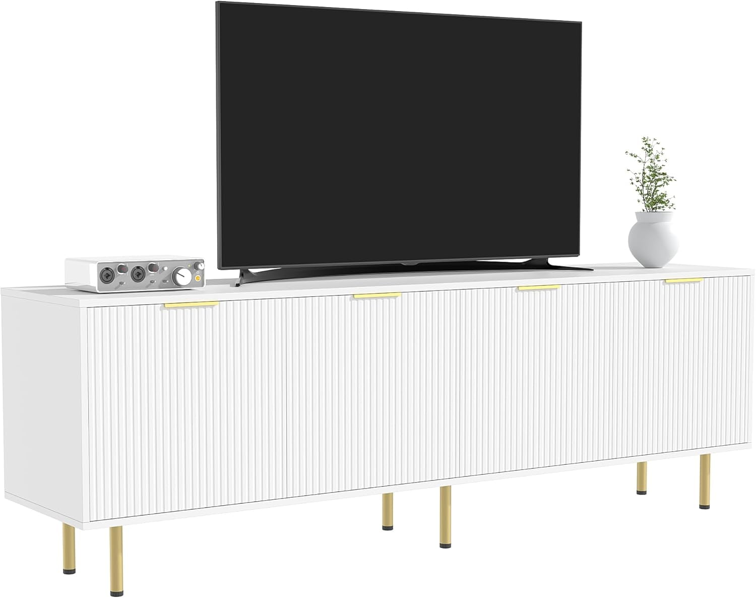 TV Stand for 80 Inch TV, Fluted Entertainment Center with Storage for ...