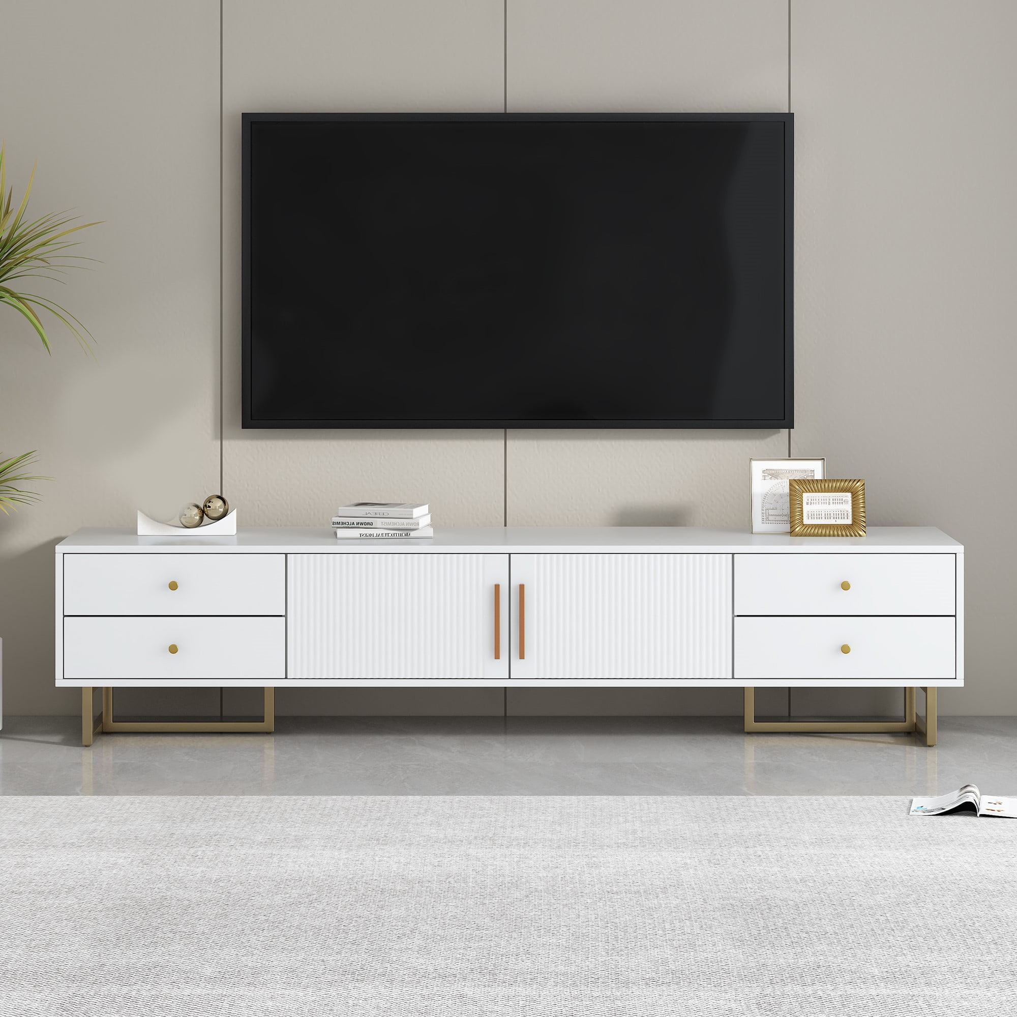 TV Stand for Above 65" Wood Television Console Table with Storage ...