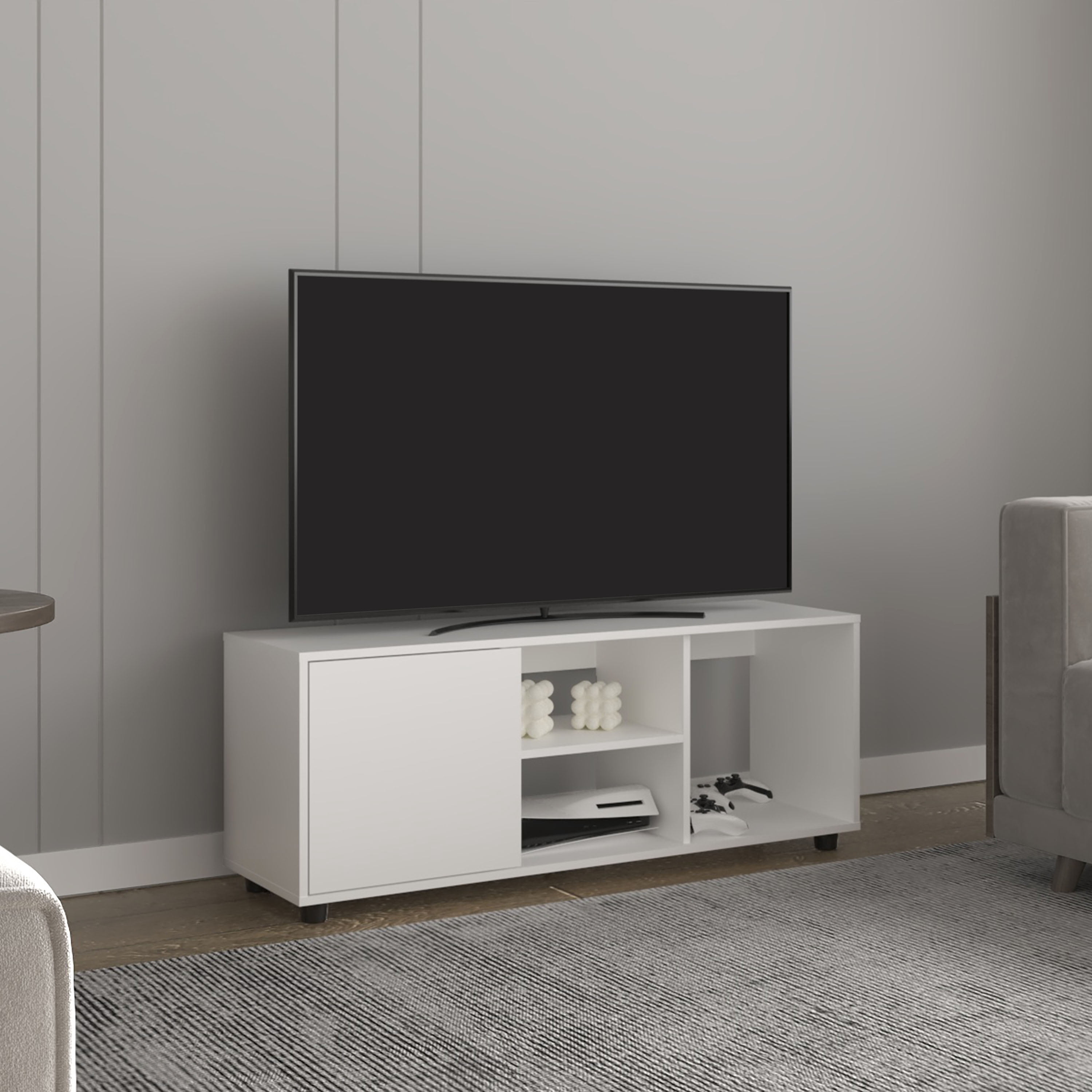 TV Stand Adel 51" Wide Tv Stand with One Door Cabinet , Four Open ...