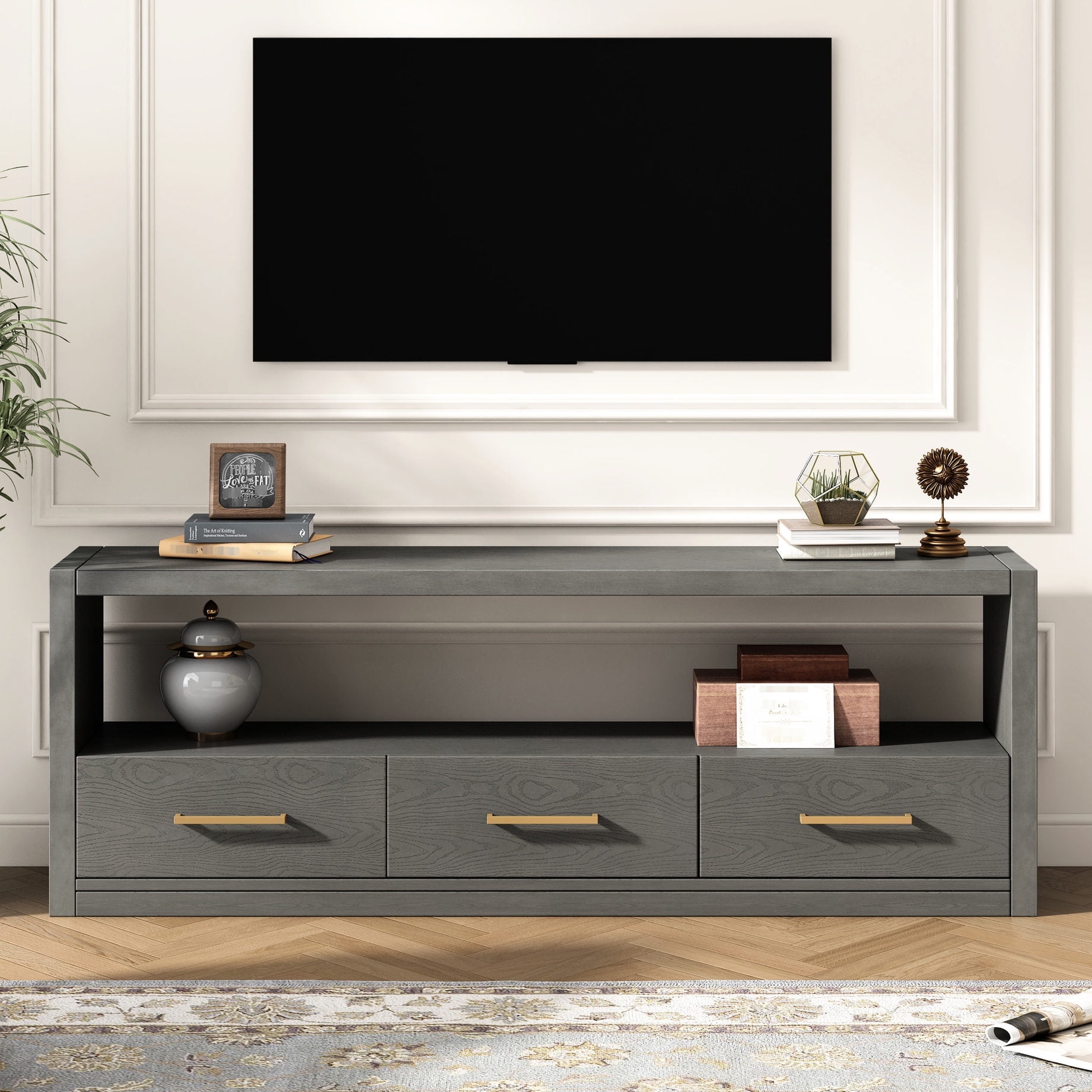 TV Stand | Classic Design with Metal Handles, Store Decor in Living ...