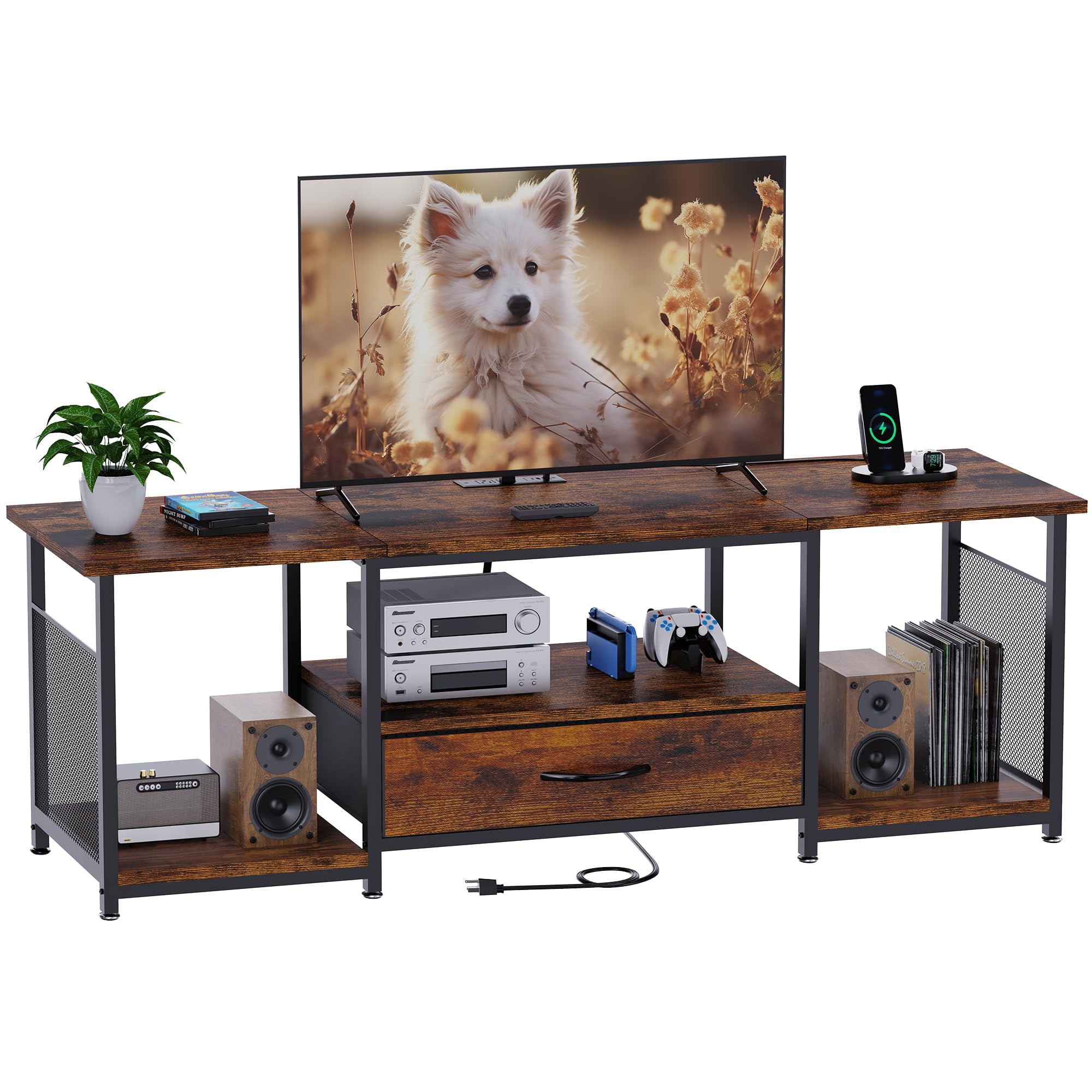 TV Stand with Drawers and Power Outlet for 65 60 55 Inch TV ...