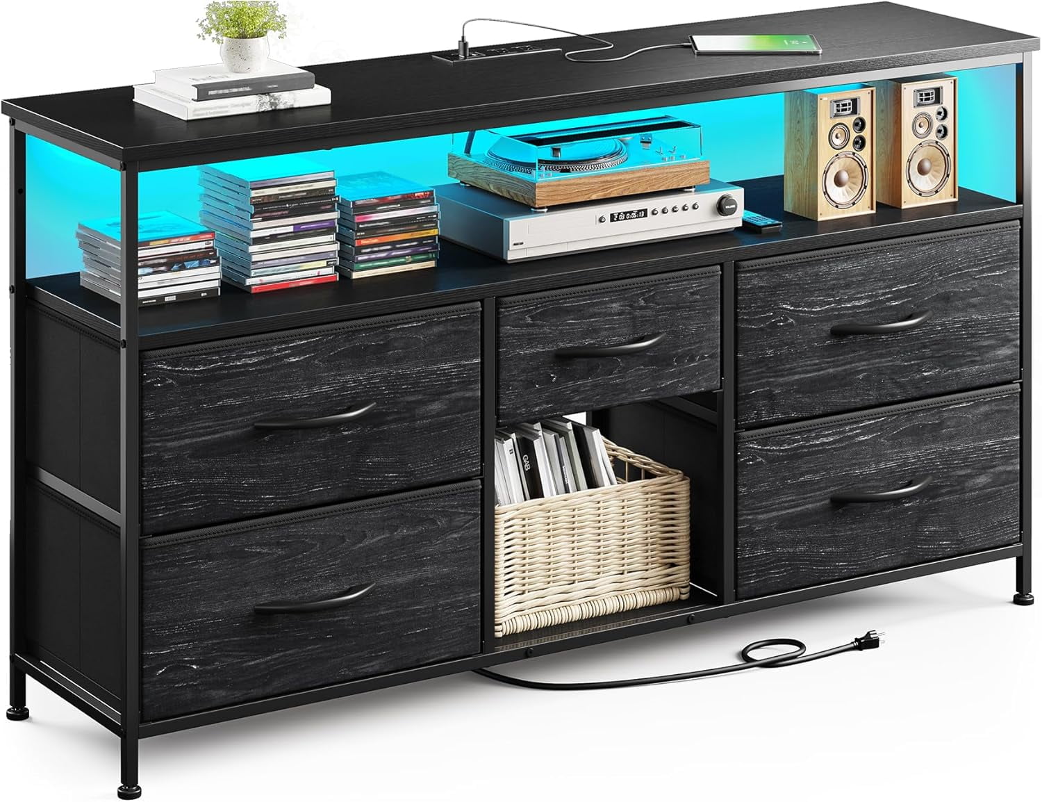 TV Stand Dresser for Bedroom with 5 Drawer,Entertainment Center for 50 ...